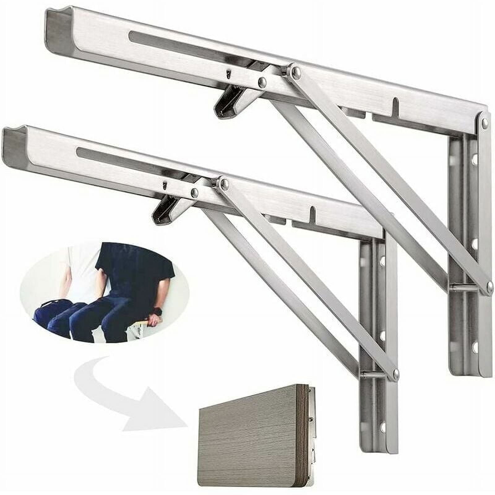 Folding Shelf Brackets, Stainless Steel Heavy Duty Collapsible Shelf ...