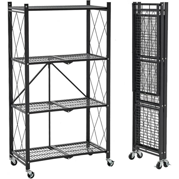 Folding Shelf, Storage Racks and Shelving Units Wheels, Foldable ...