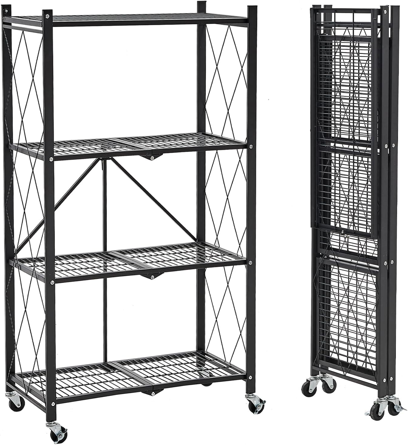 Folding Shelf, Storage Racks and Shelving Units on Wheels, Metal ...