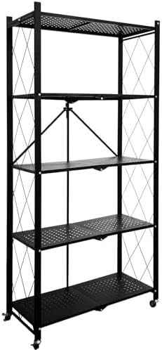 Folding Shelves 5 Tier Collapsible Shelf 550LBS Folding Metal Rack ...