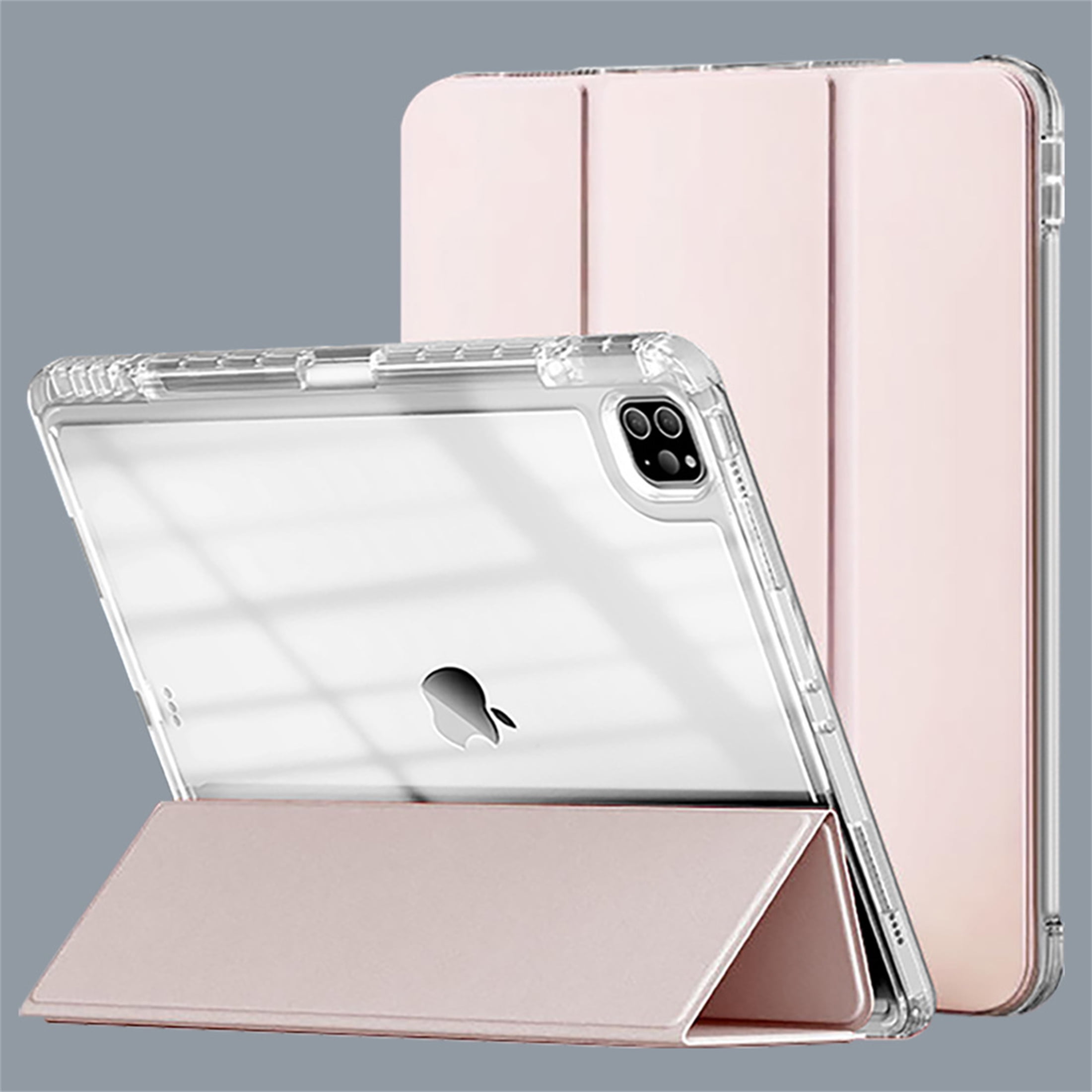 Folding Shockproof Transparent Flip Case with Pencil Holder Stand Cover ...
