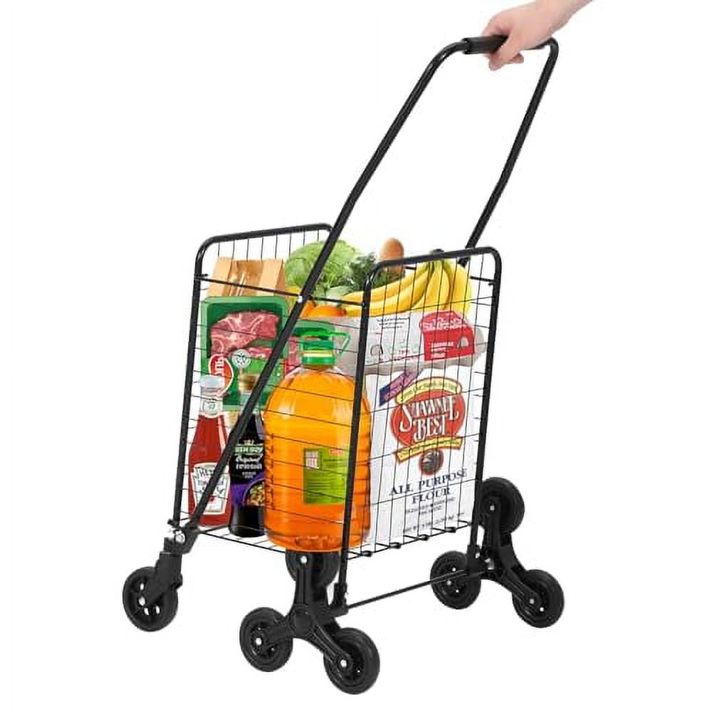 Folding Shopping Cart,110 lbs Rolling Grocery Laundry Cart with 22 ...
