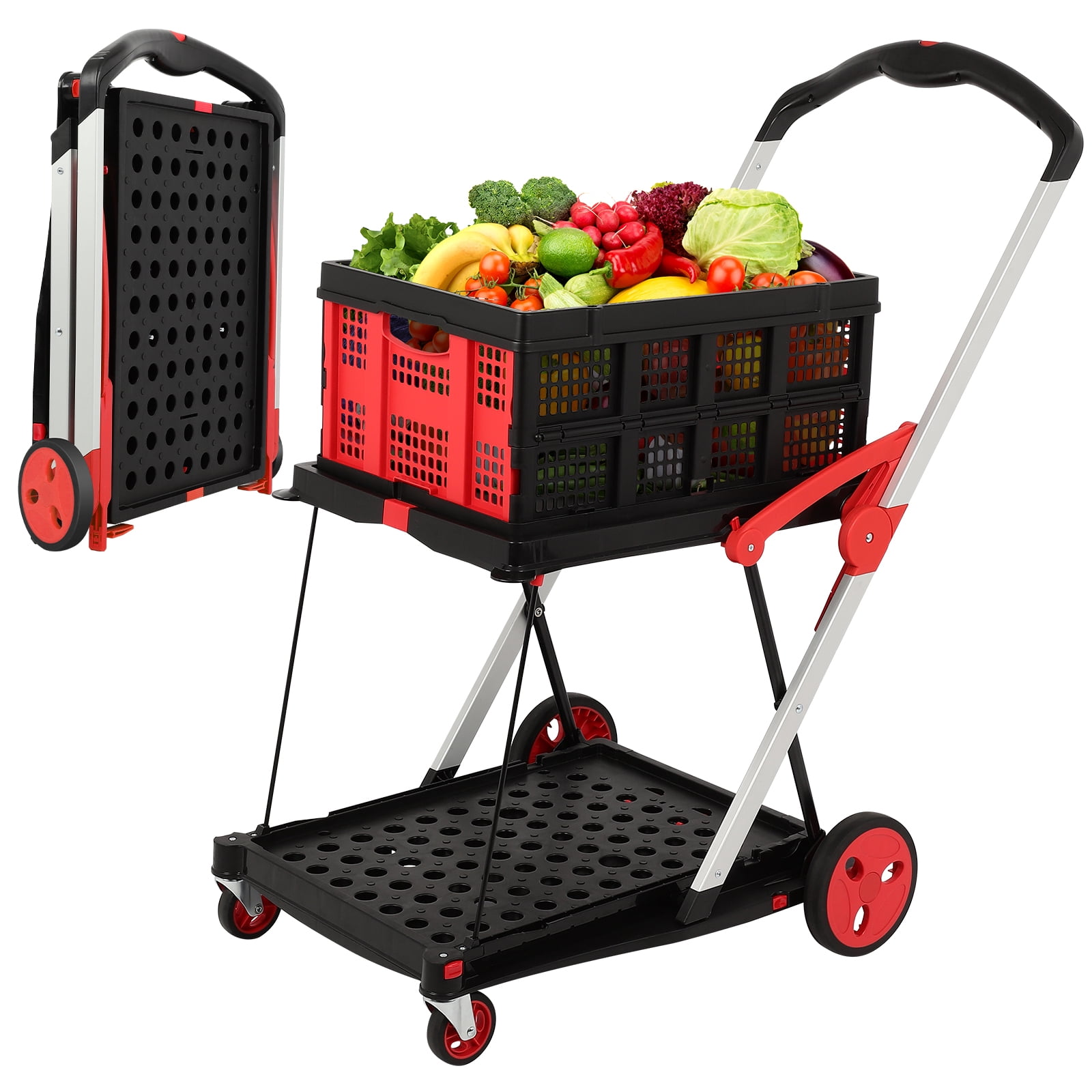 Folding Shopping Cart, Adjustable Foldable Portable Trolley ...