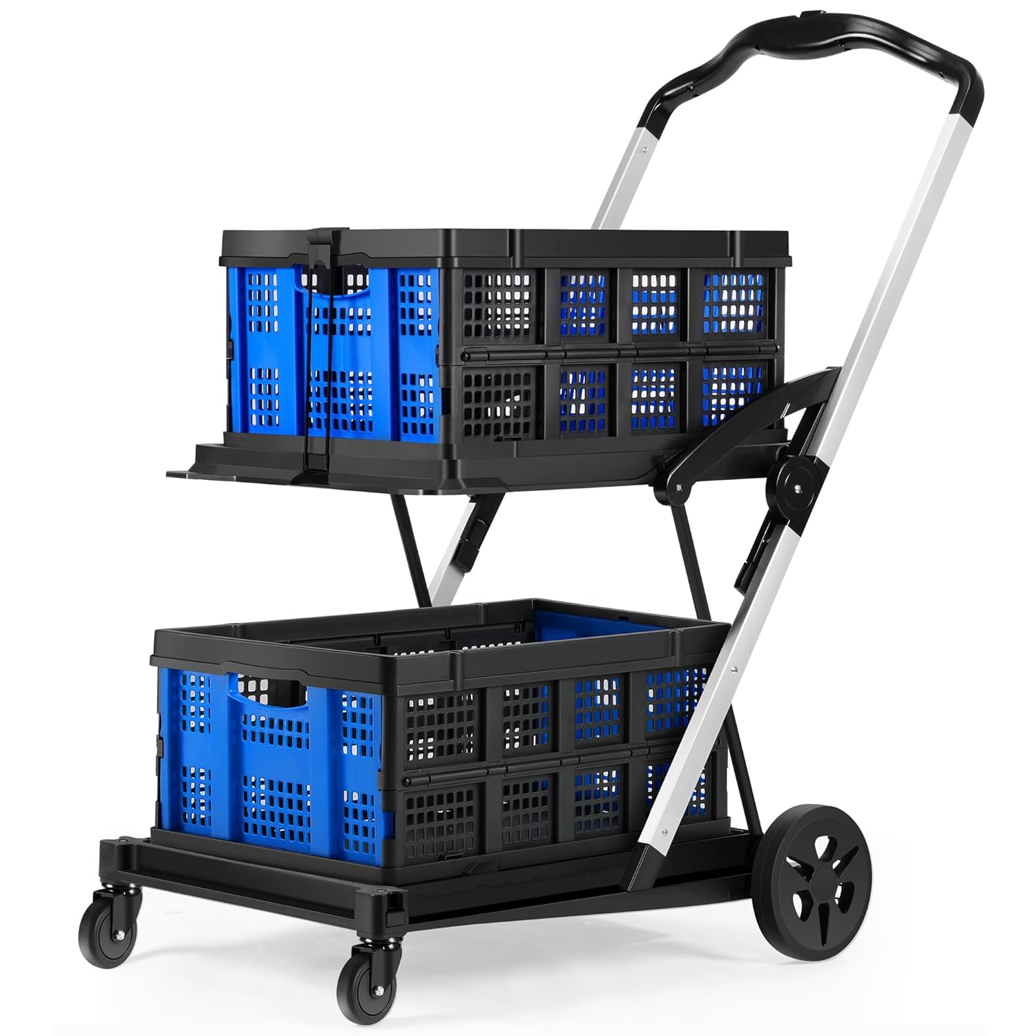 "RAXSINYER Foldable Rolling Grocery Trolley, Portable Shopping Cart ...