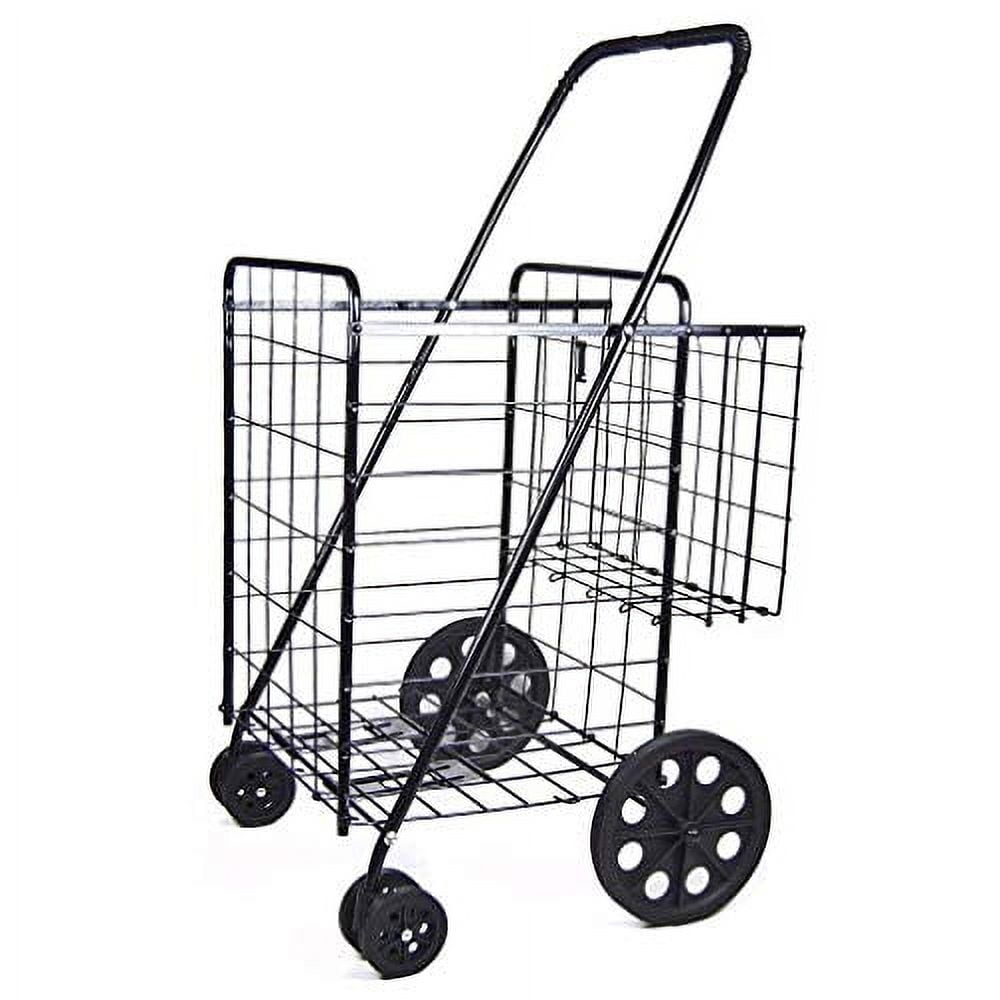 Folding Shopping Cart Double Basket Jumbo Size 150lb Capacity by USA ...