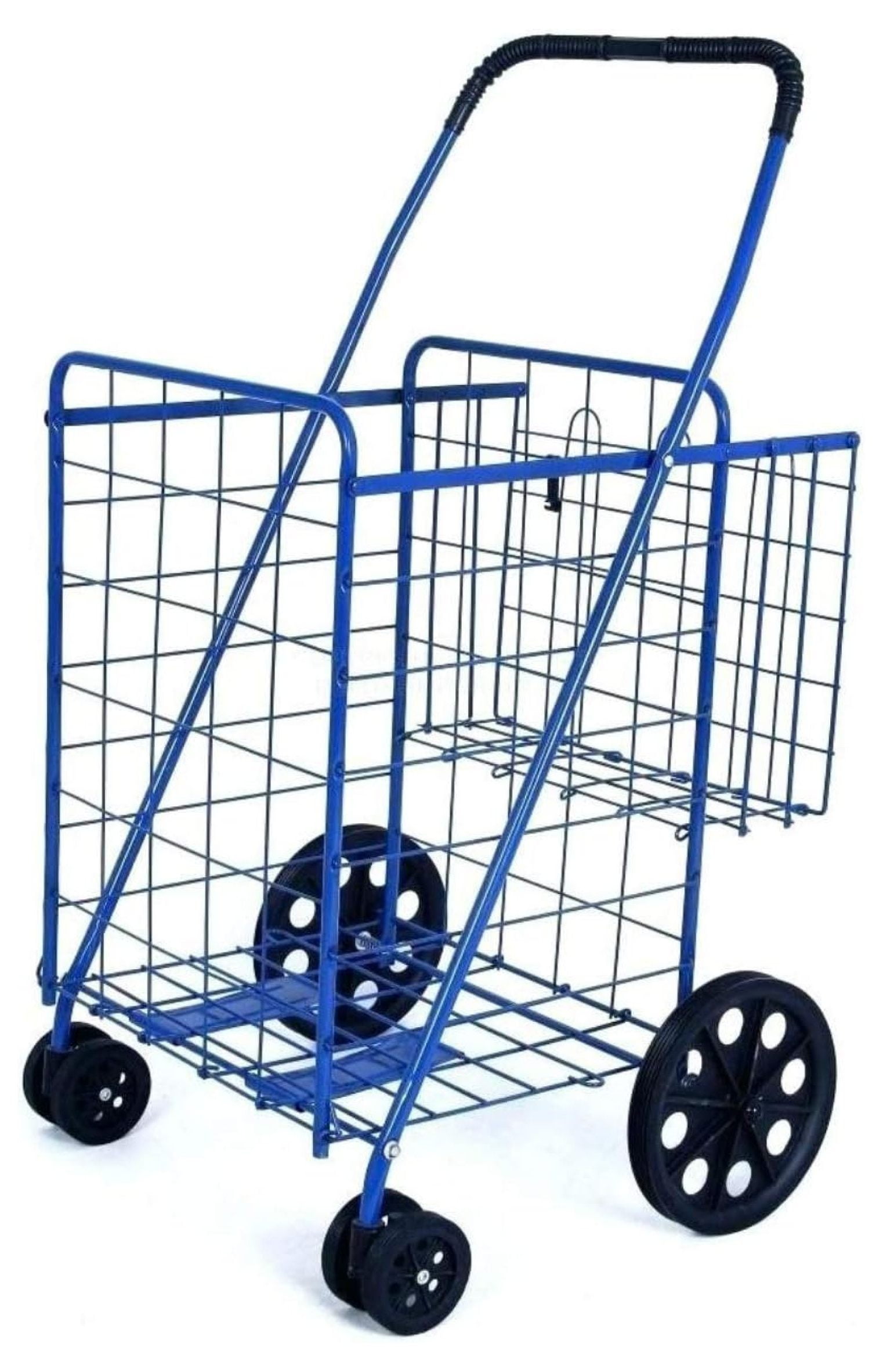 Folding Shopping Cart Double Basket Jumbo Size 150lb Capacity by USA ...
