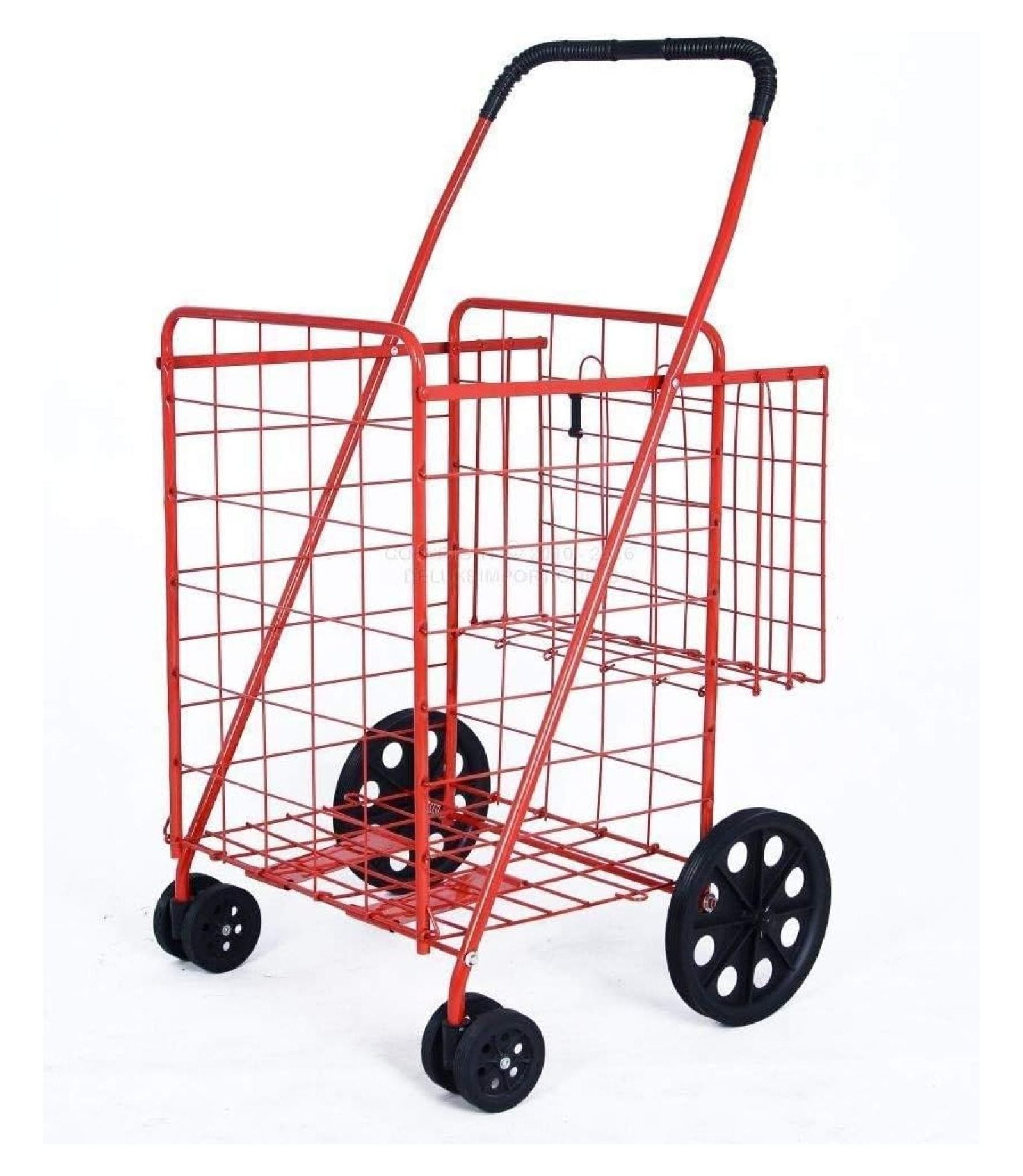 Folding Shopping Cart Double Basket Jumbo Size 150lb Capacity by USA ...