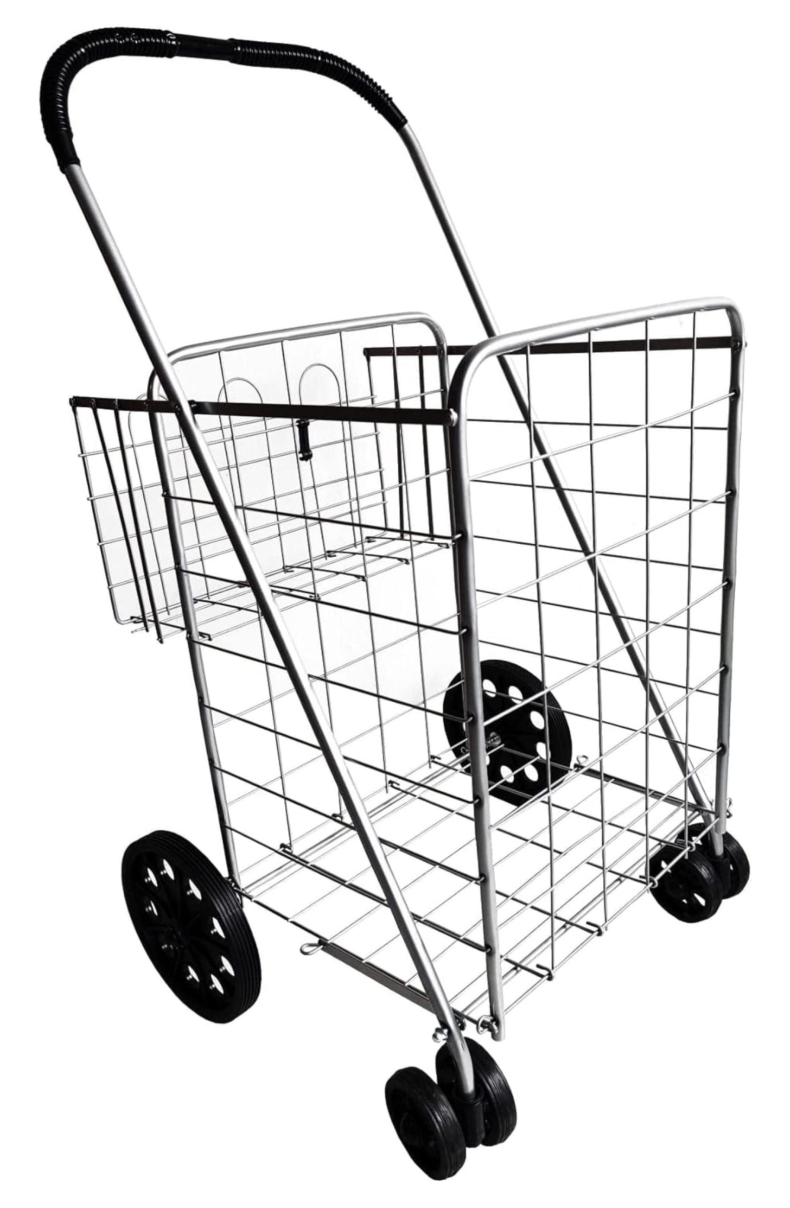 Folding Shopping Cart Double Basket Jumbo Size 150lb Capacity by USA ...