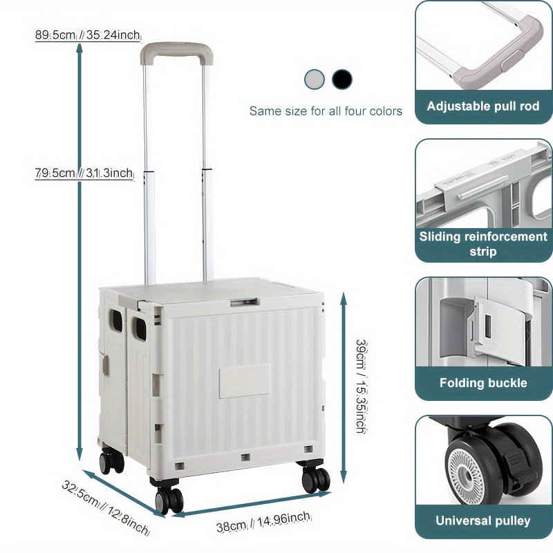 Folding Shopping Cart - Four Wheeled Model With Lid, Supermarket, Home ...