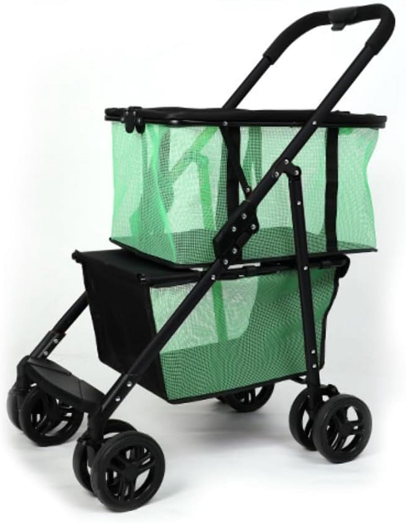 Folding Shopping Cart for Groceries 2 Tier, Portable Utility Shopping ...