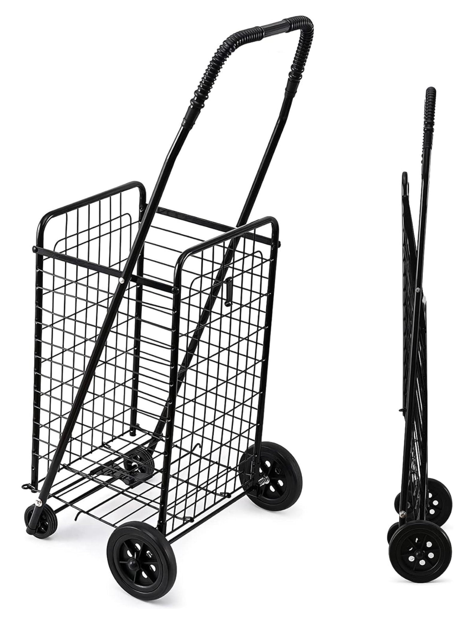 Folding Shopping Cart,Grocery Utility Shopping Cart with Four Wheels ...