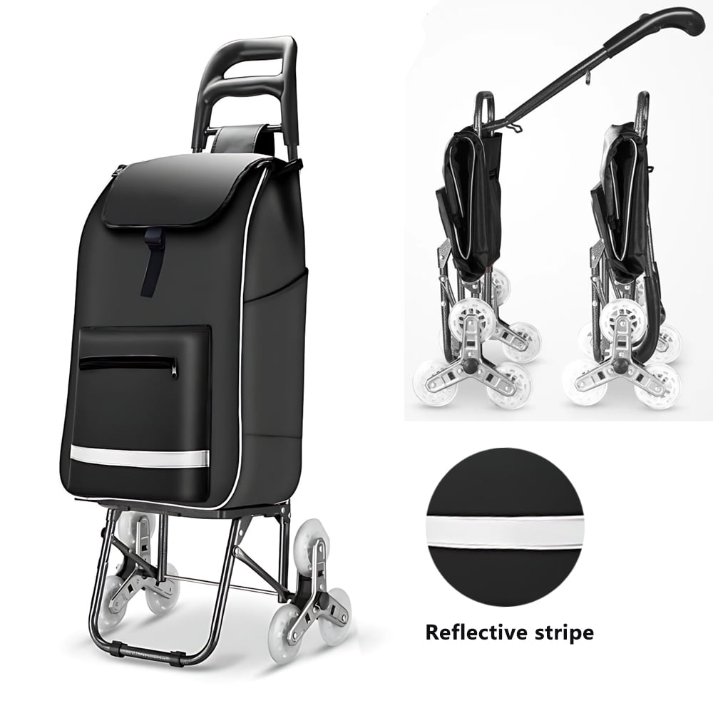 Folding Shopping Cart, Heavy Duty Grocery Cart with Wheels, Easy Stair ...