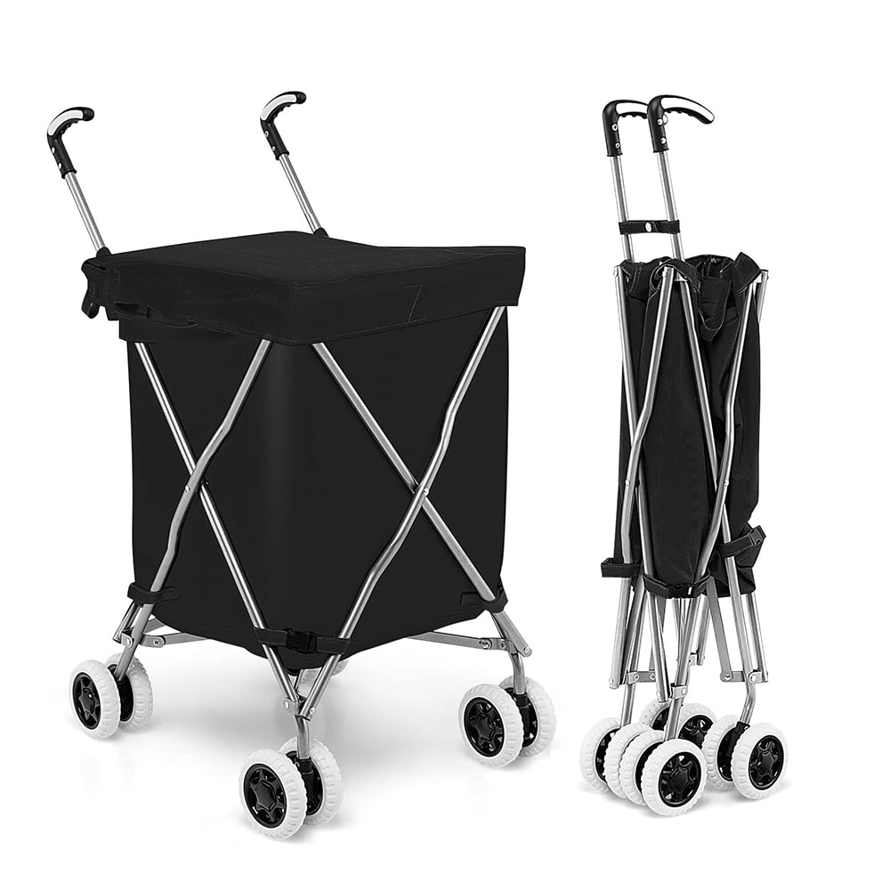 Folding Shopping Cart, Large Grocery Cart with Dismantle Fabric Cover ...