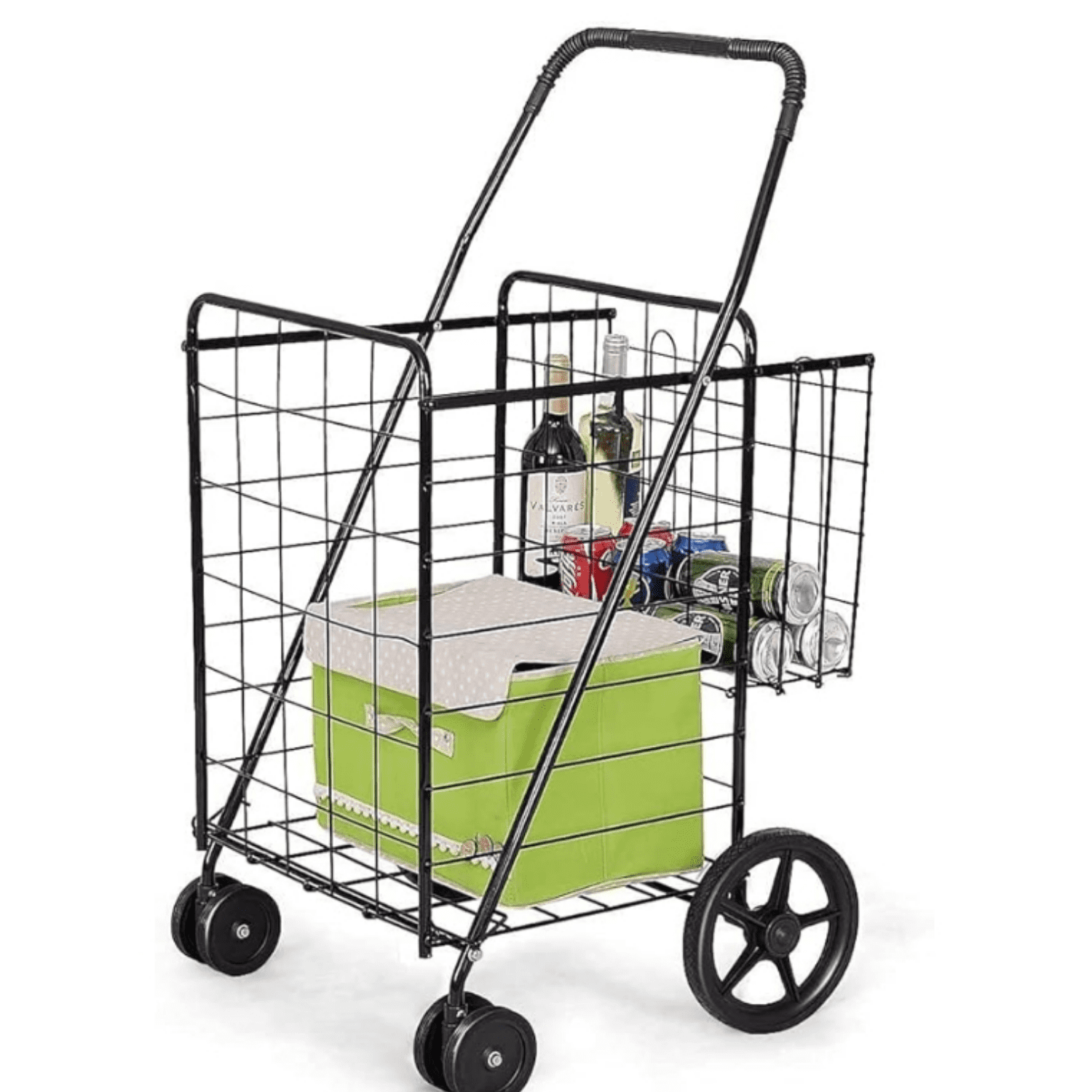 Folding Shopping Cart, Large Utility Cart Hold Up to 90 Lbs, with ...