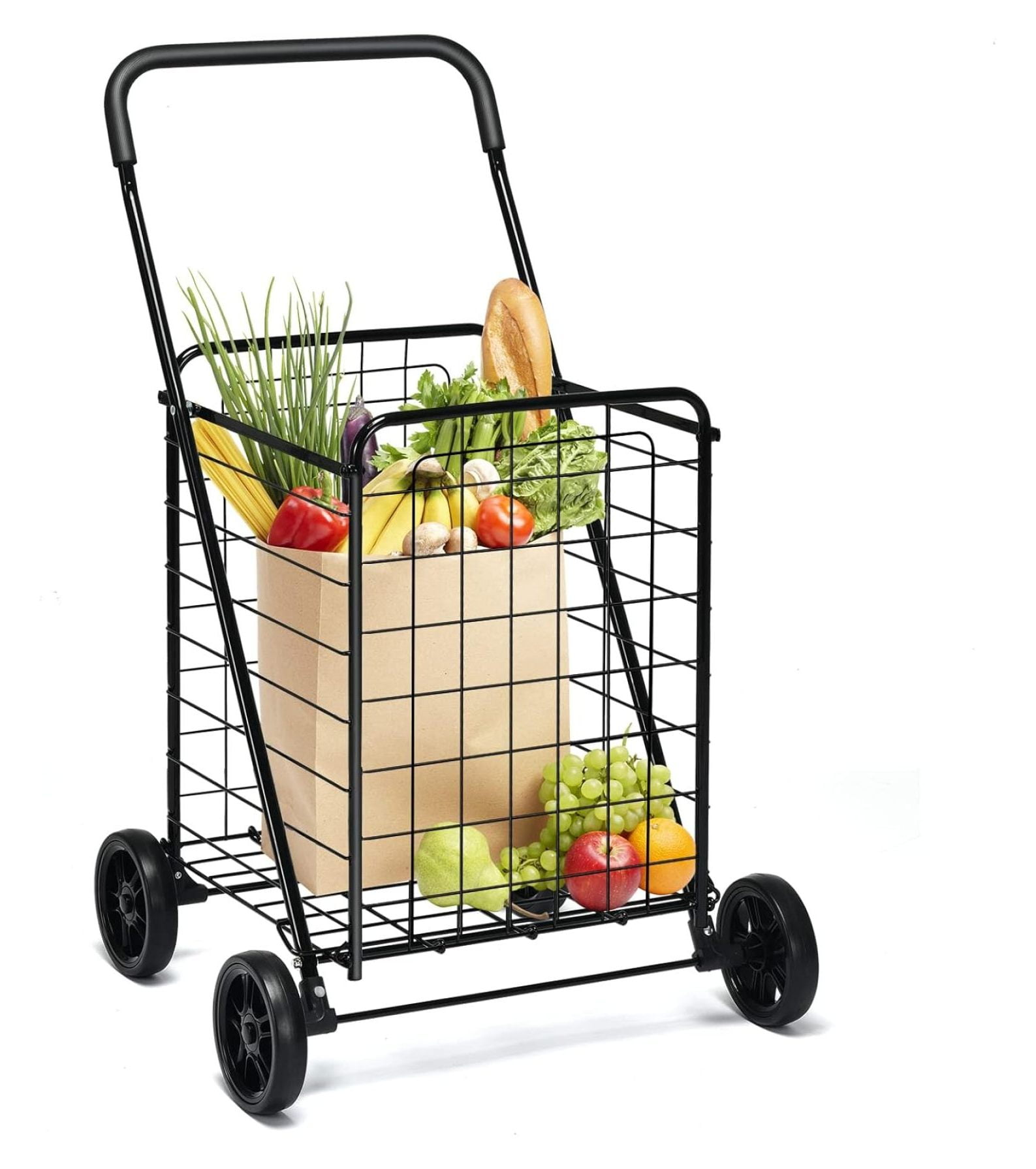 Folding Shopping Cart, Portable Utility Cart w/All- Wheels, 22 Gallon ...