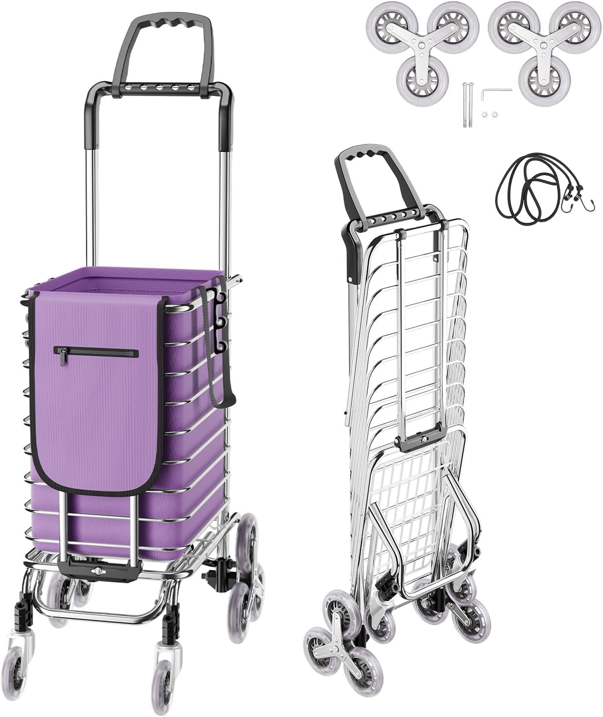 Folding Shopping Cart with Removable Liner, 89LBS Large Capacity Jumbo ...