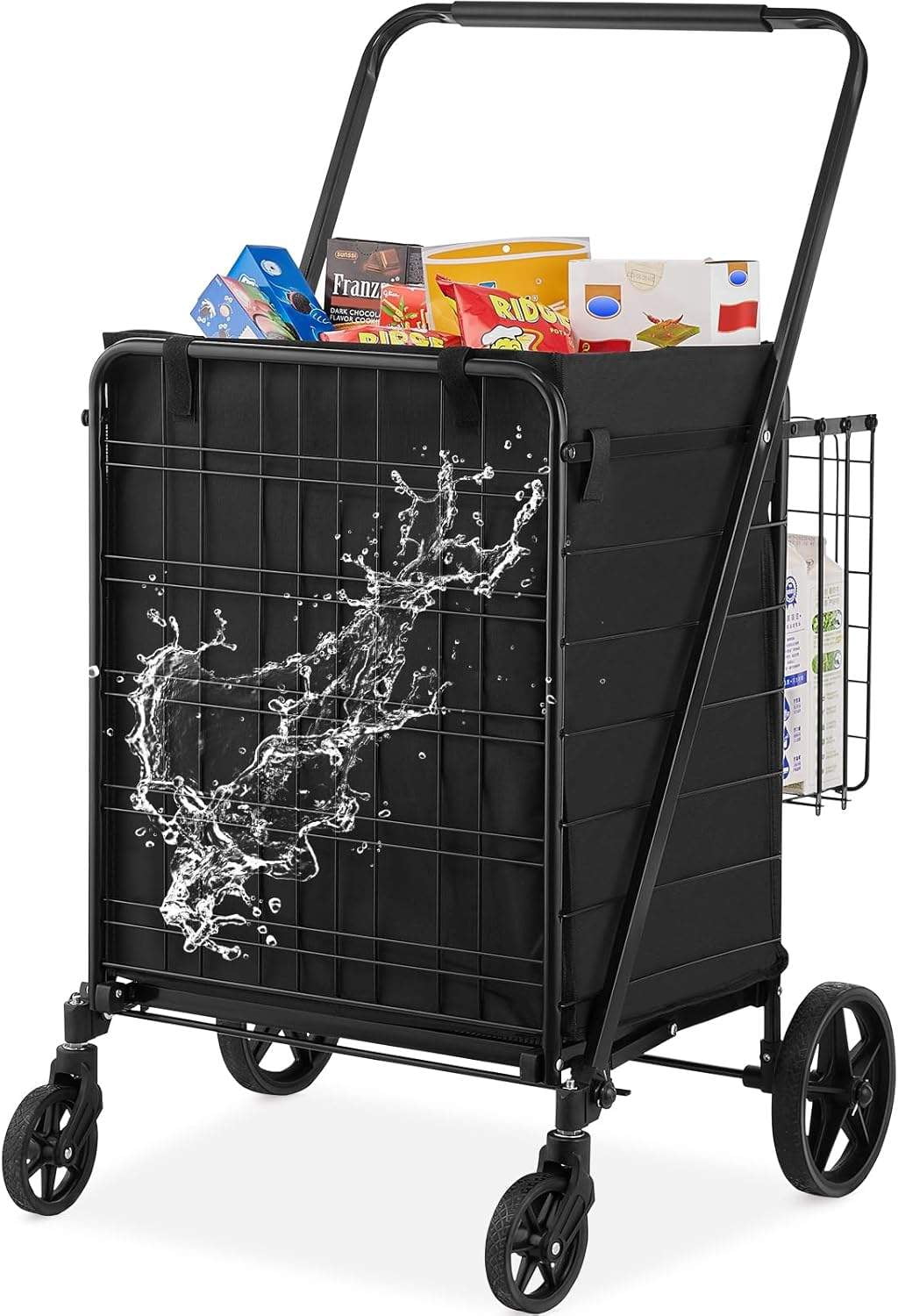 Folding Shopping Cart with Removable Waterproof Liner, 330 LBS Capacity ...