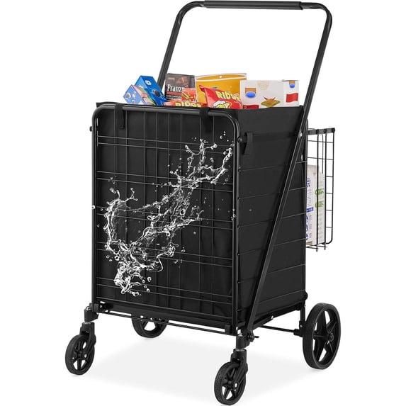 Folding Shopping Cart with Removable Waterproof Liner, 330 LBS Capacity ...