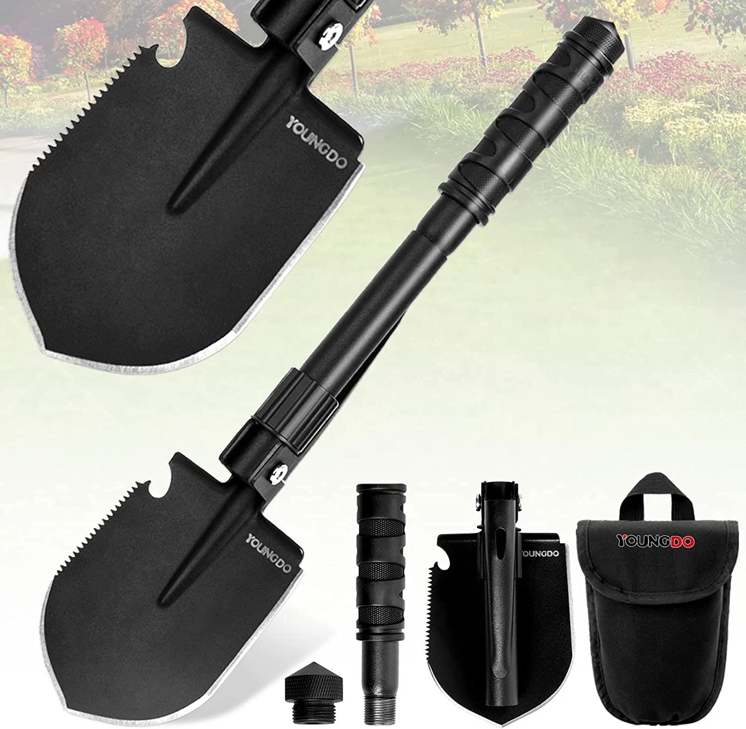 Folding Shovel, Camping Survival Shovel with Pickaxe, Tactical ...