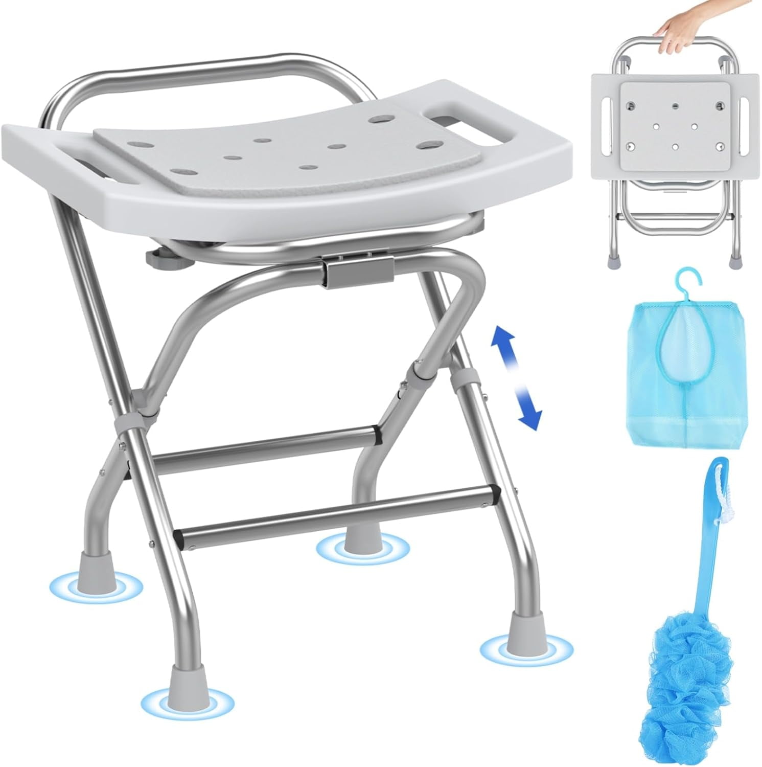 Folding Shower Seat - Stainless Steel Shower Chair for Inside Shower ...