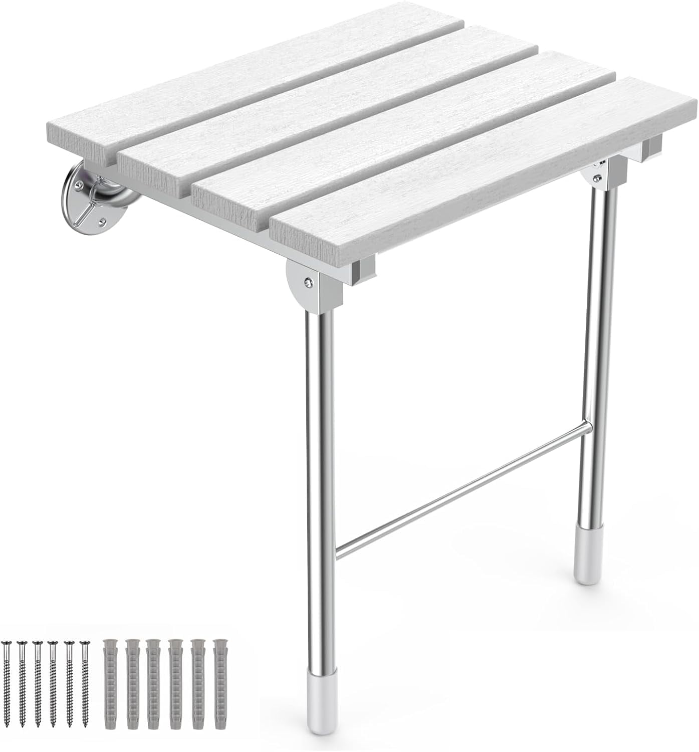 Folding Shower Seat Wall Mounted Bathroom Stool Chair with Support Legs ...