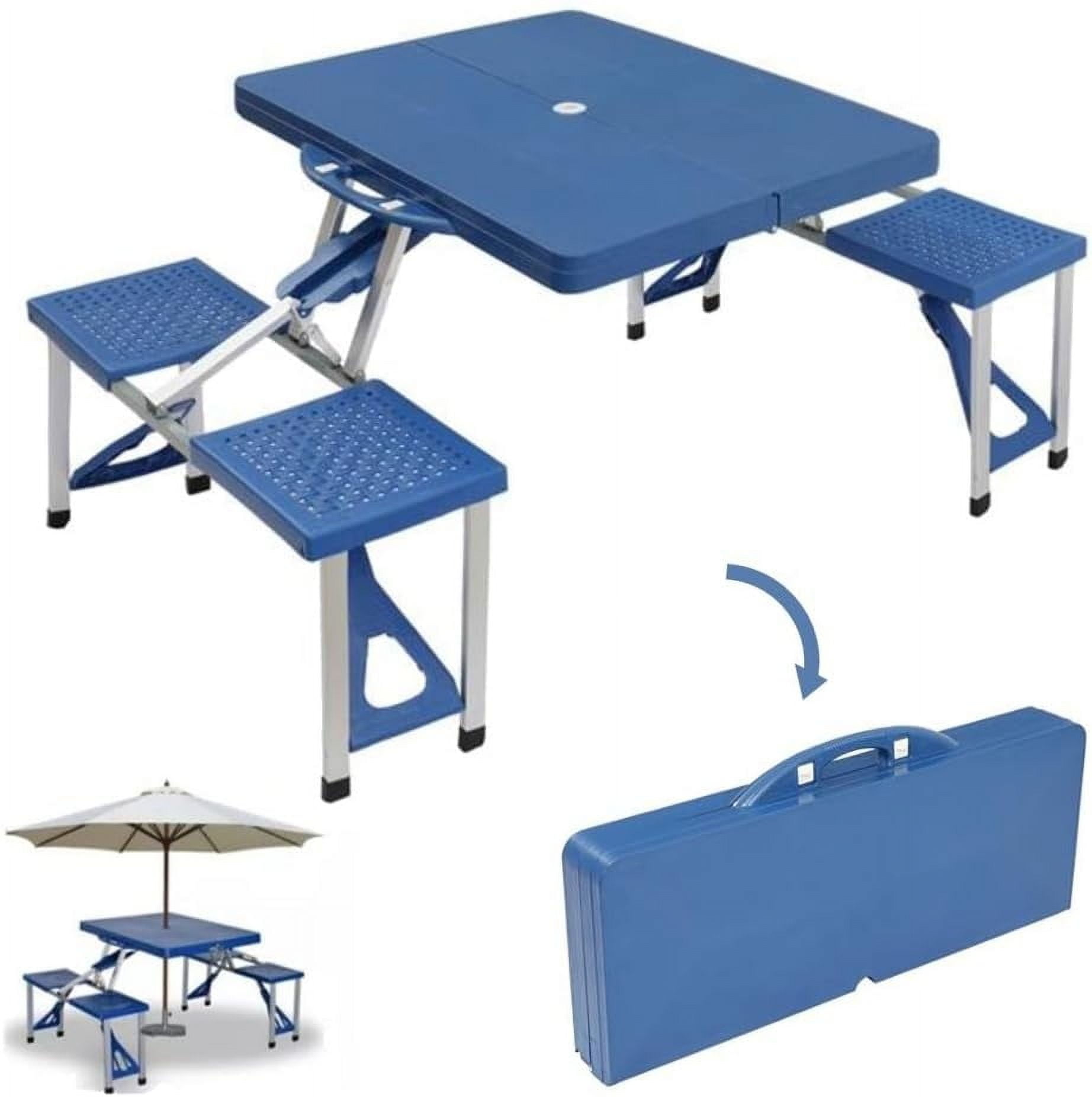 Folding Siamese Tables and Chairs Set Picnic Table& Benches Set 53"x33 ...