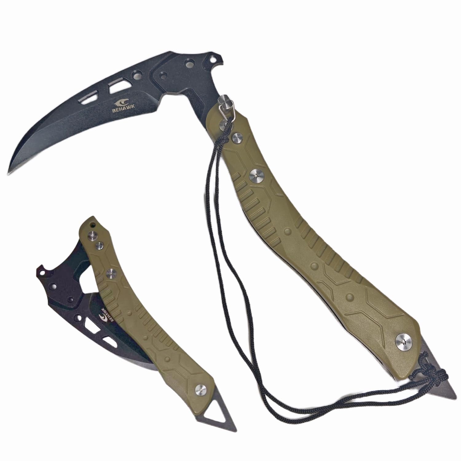 Folding Sickle Knife, Quick Release Tactical Survival Tool with Safety ...