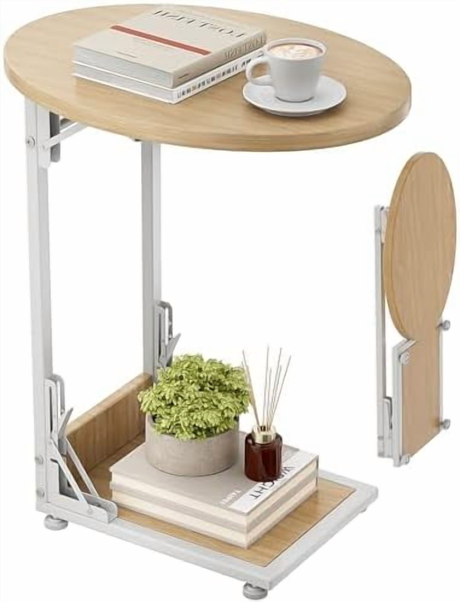 Folding Side Table End Couch Tables, C-Shaped End Table for Living Room ...