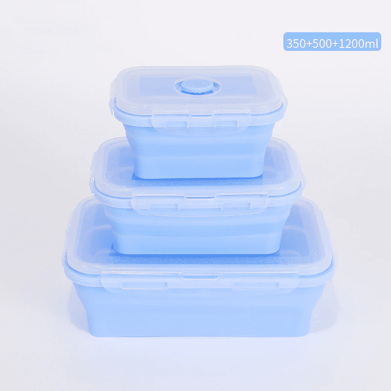 Folding Silicone Lunch Box Portable Bento Box Food Storage Container ...