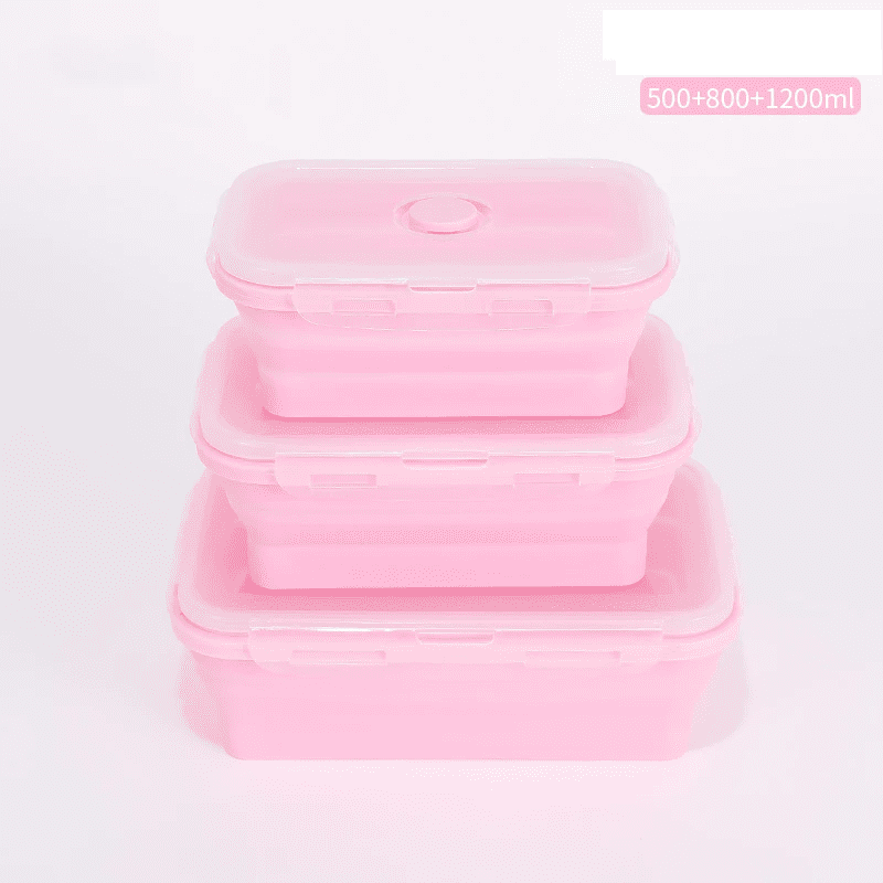Folding Silicone Lunch Box Portable Bento Box Food Storage Container ...
