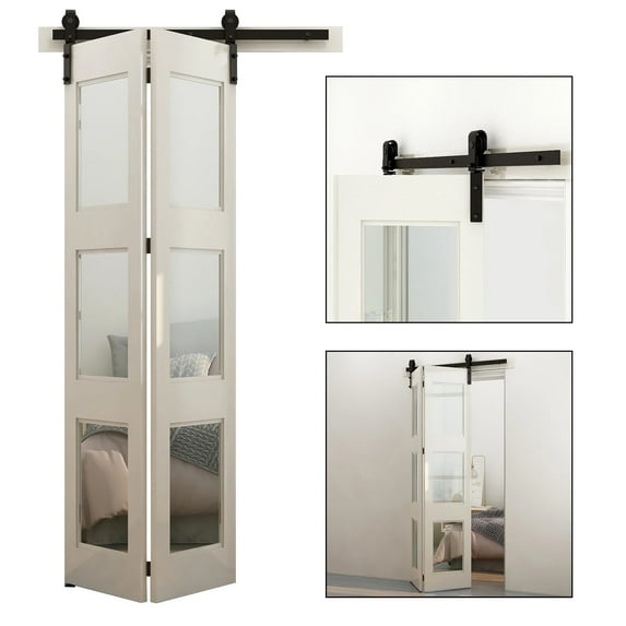 Folding Sliding Barn Door Hardware Kit Heavy Duty Roller Track Kit For ...