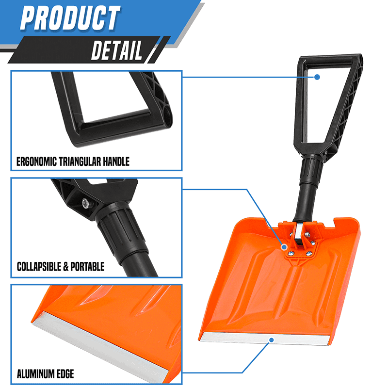 Folding Snow Shovel D-Grip Handle Portable Multi-use Removal Tool 9 ...