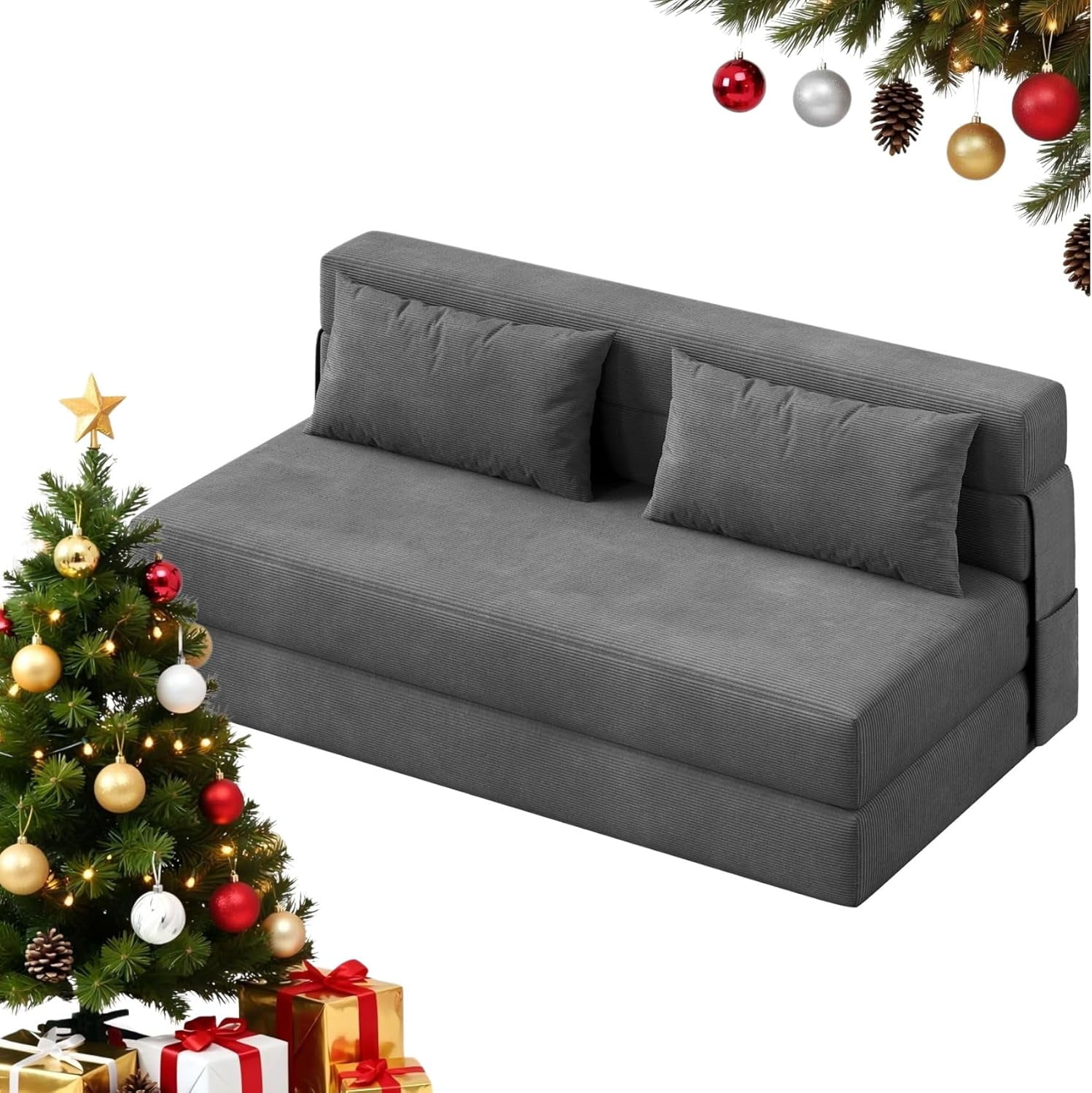 Folding Sofa Bed, 4-in-1 Convertible Sleeper Chair with 2 Pillows ...