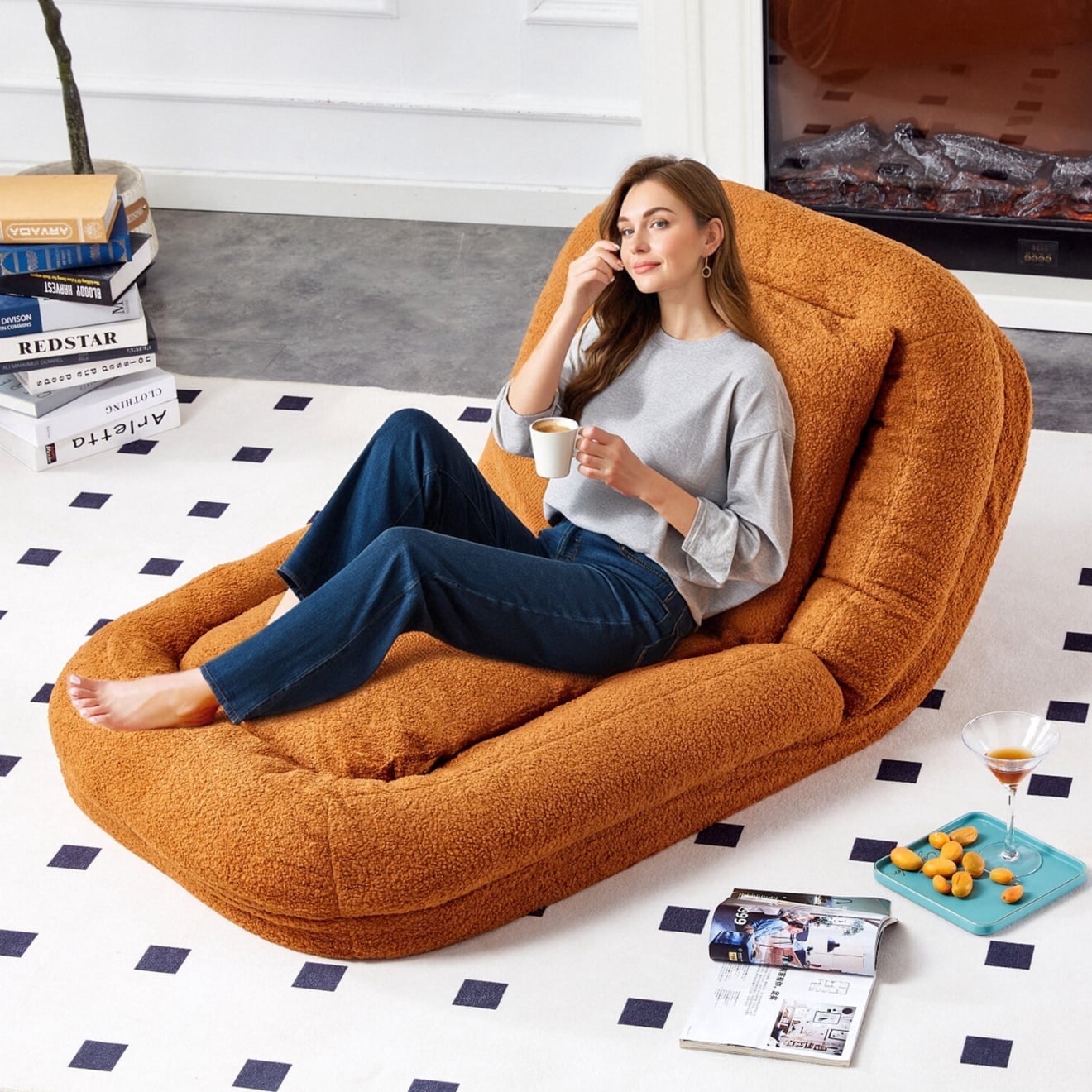 Human Dog Bed with 5 Adjustable Positions, Folding Lazy Sofa Bed, Teddy ...