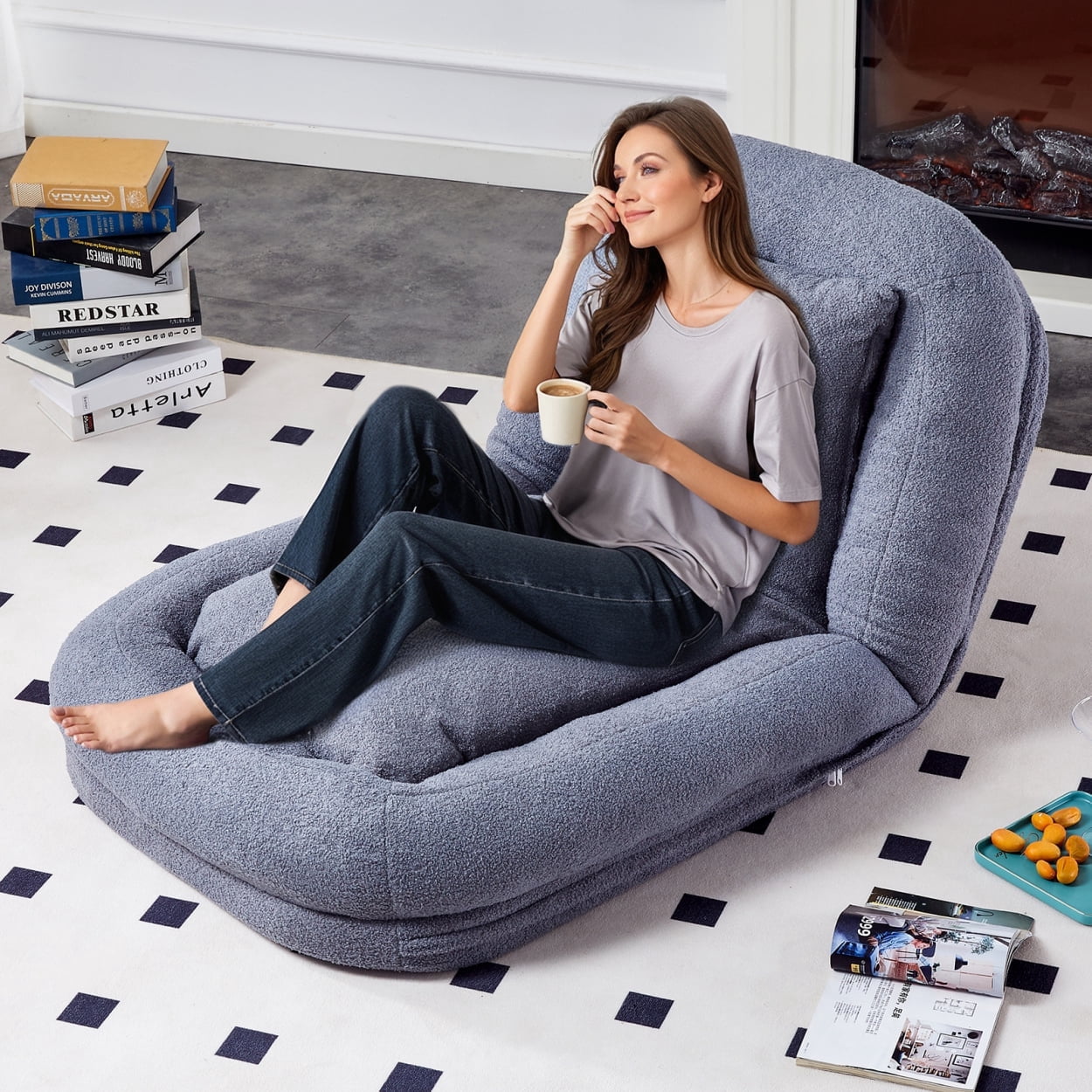 Folding Sofa Bed with 5 Adjustable Positions, Convertible Sleeper Chair ...
