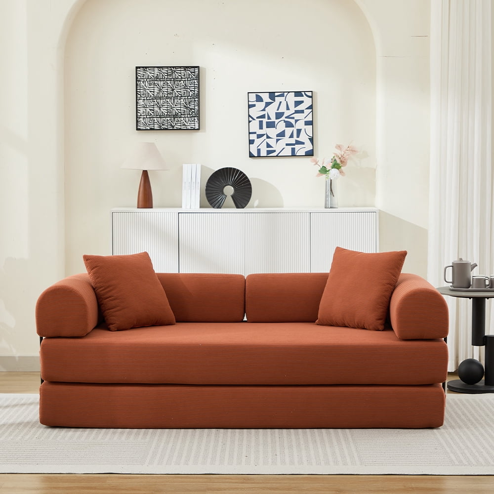 Folding Sofa Bed, 78.5" Convertible Couch Bed with 2 Pillows, Fold Out ...