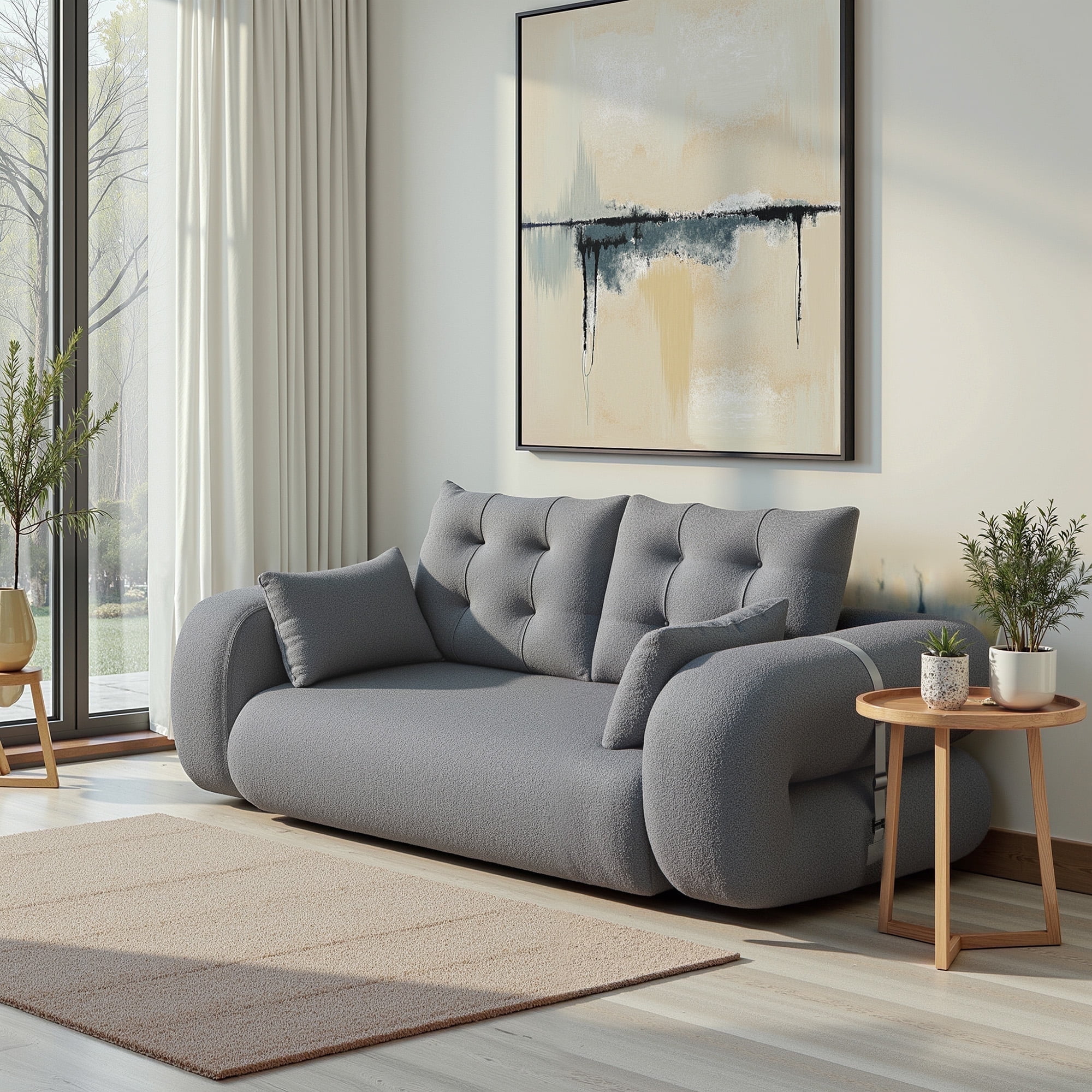 Convertible Sofa Bed 3 in 1 Sleeper Sofa Couch Bed Boneless Couch Grey ...