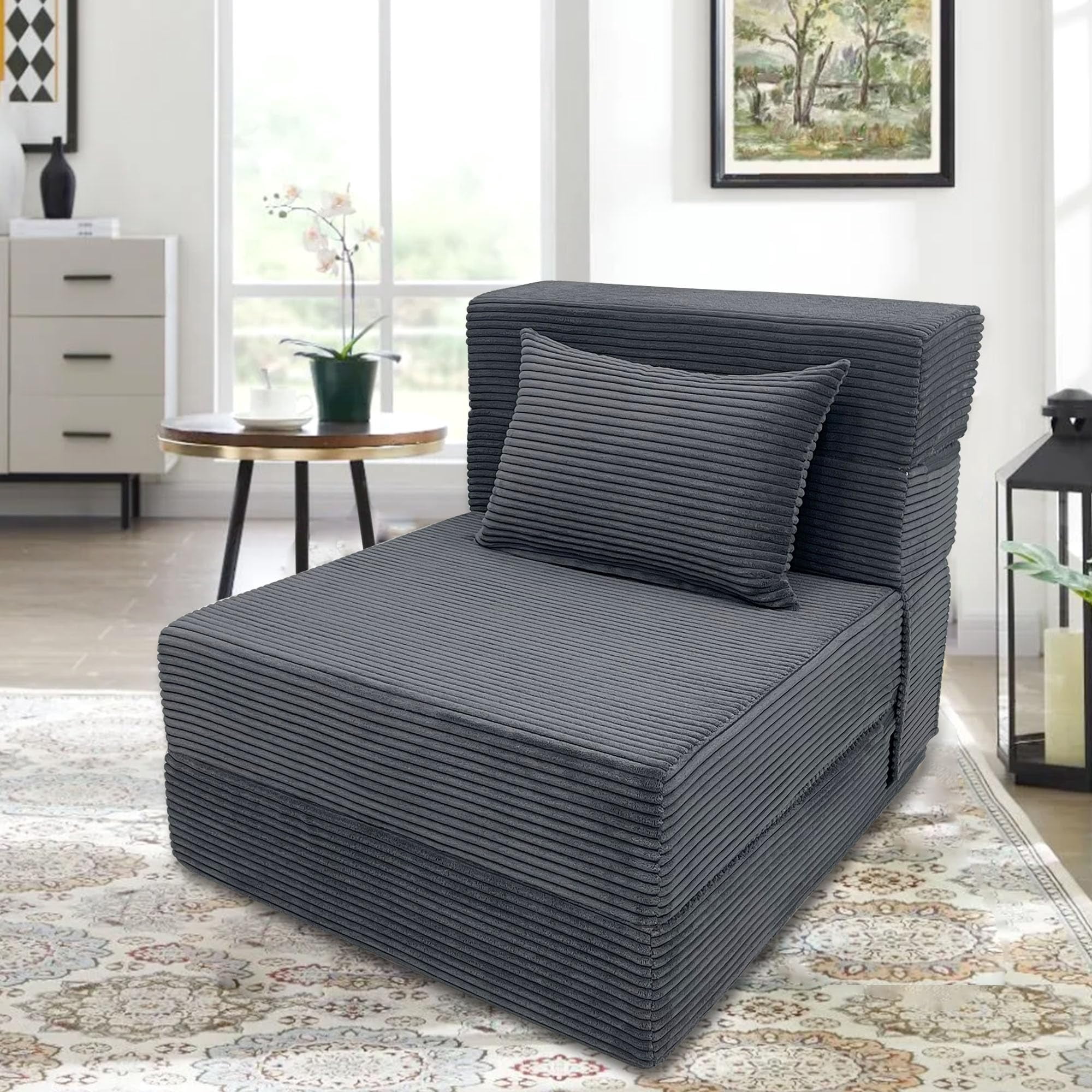 Folding Sofa Bed Convertible Couch, 25.5" Width, Single Size Fold Out ...
