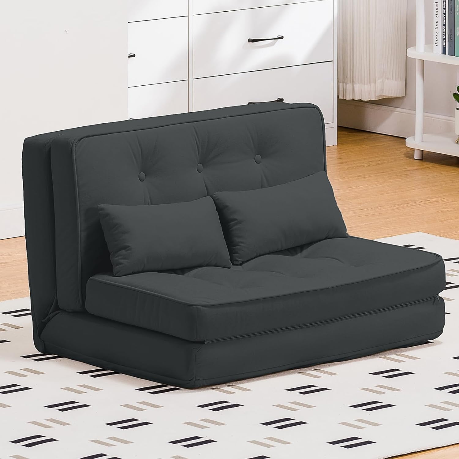 Folding Sofa Bed, Convertible Floor Sofa with Pillows, Fabric Floor ...