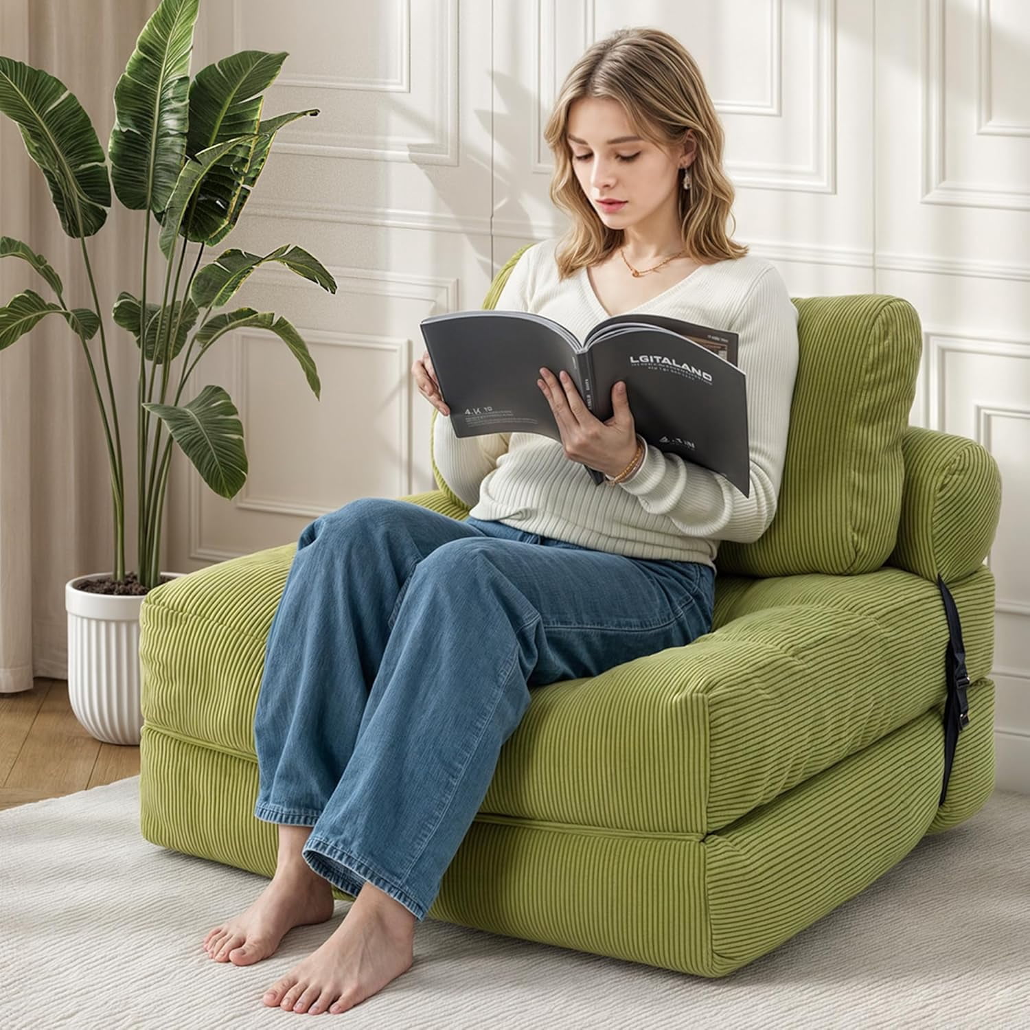 Folding Sofa Bed, Convertible Sleeper Chair Bed, Floor Couch for Adults ...