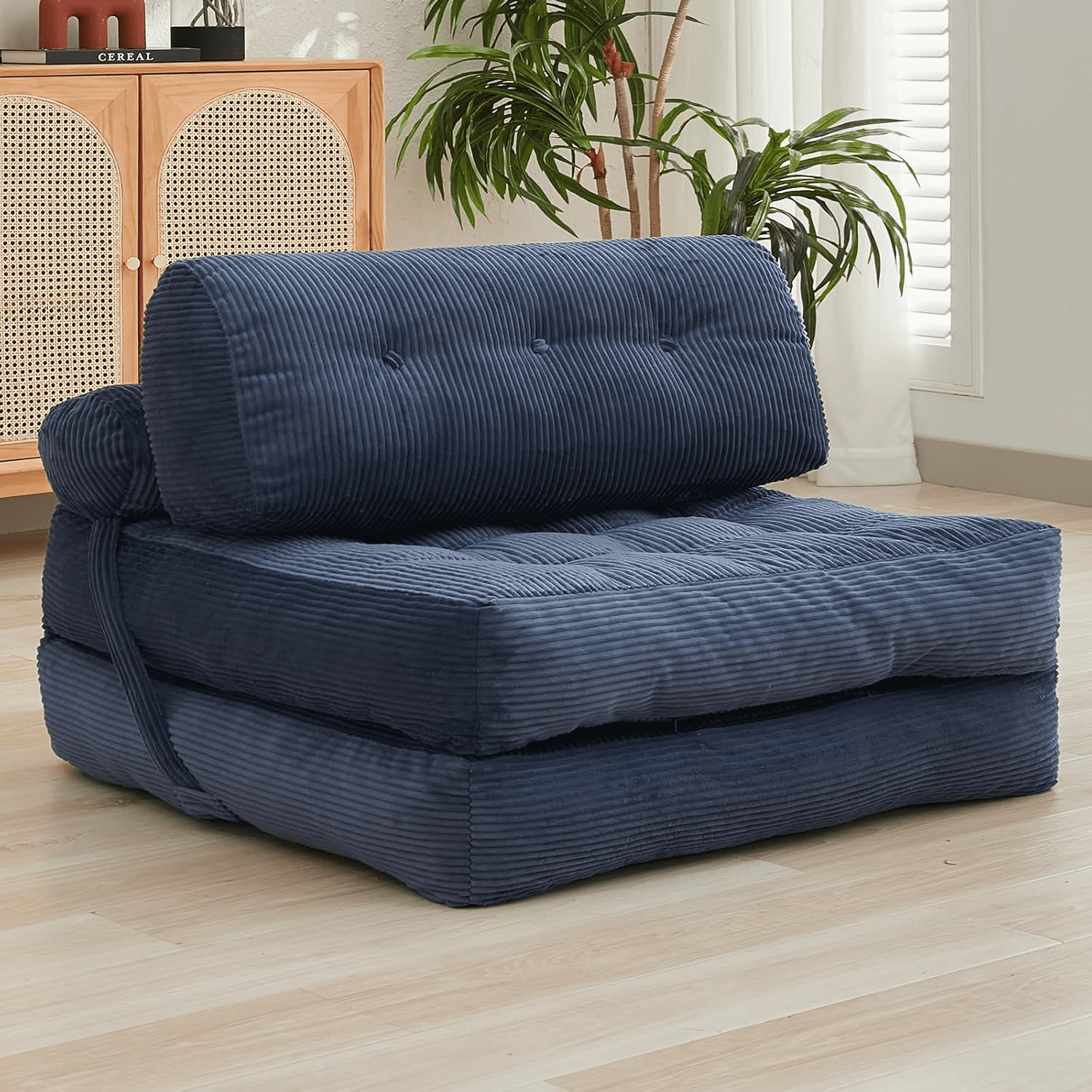 Folding Sofa Bed Convertible Sleeper Chair with Pillow & Back Support ...