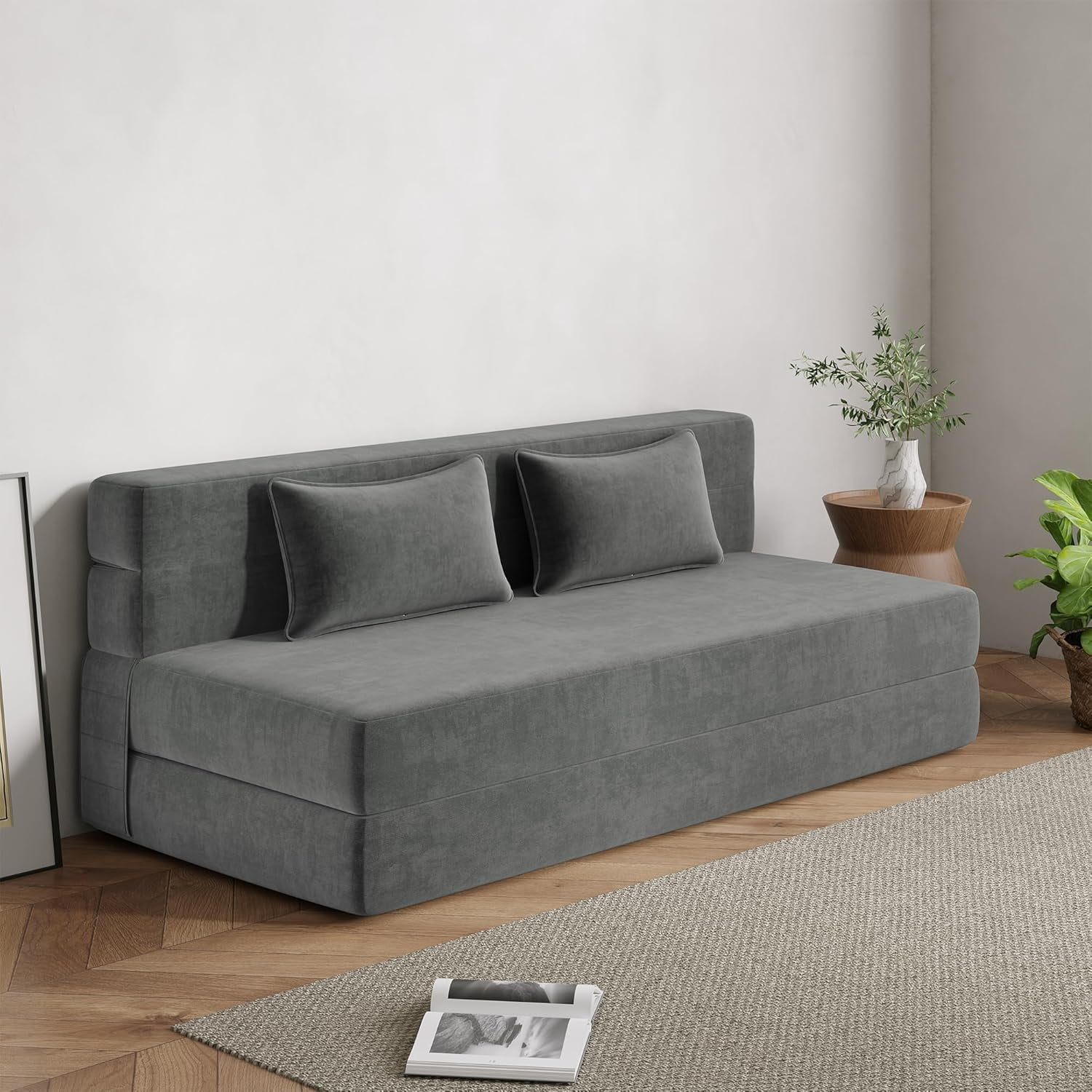 Folding Sofa Bed Convertible Sleeper Chair Queen Size with Pillows ...