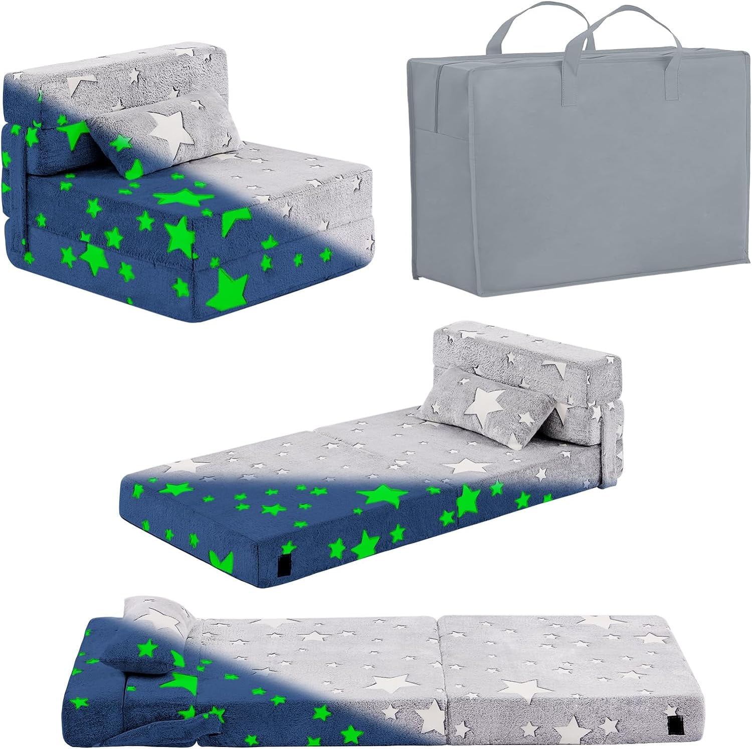 Folding Sofa Bed Floor Mattress for Kids with Pillow, Toddler Folding ...