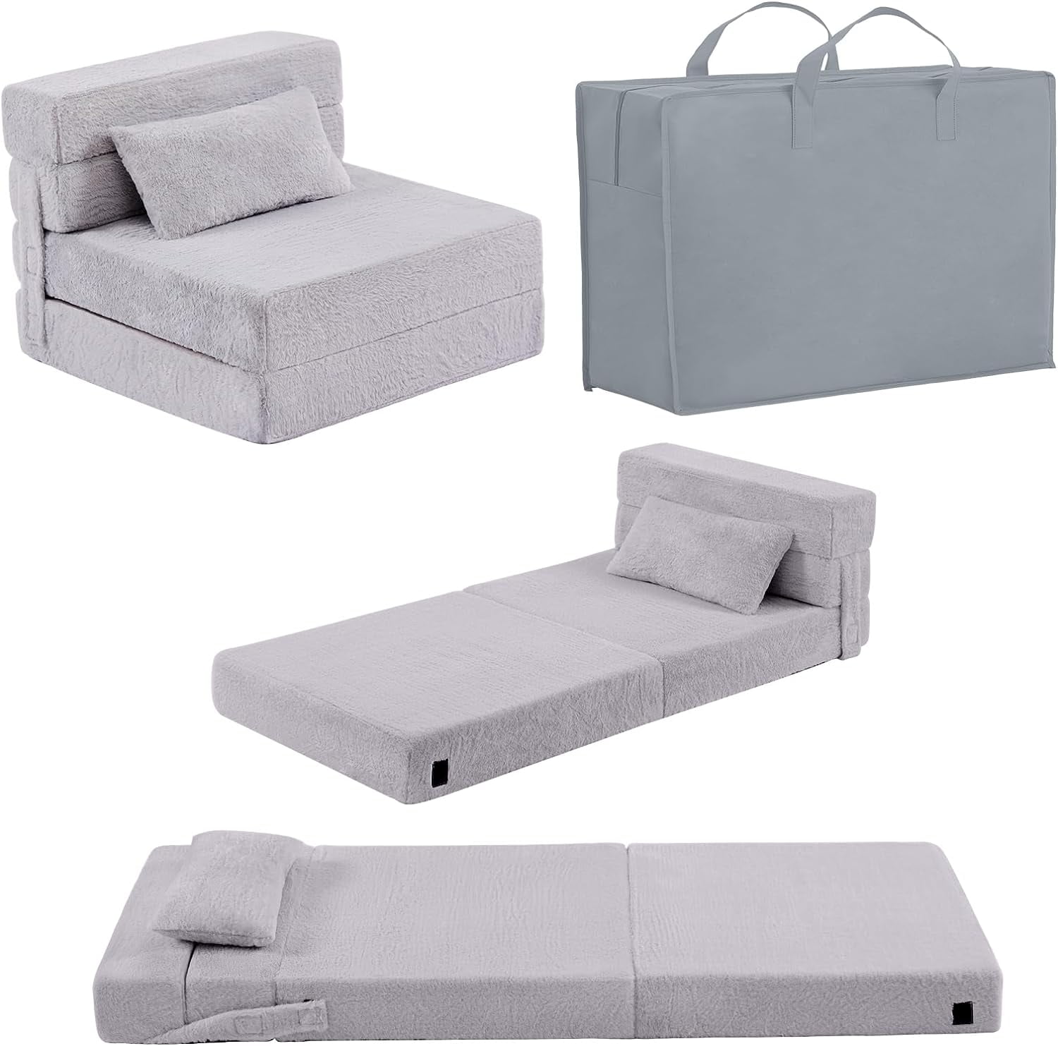 Folding Sofa Bed Floor Mattress for with Pillow, Washable Folding Floor ...