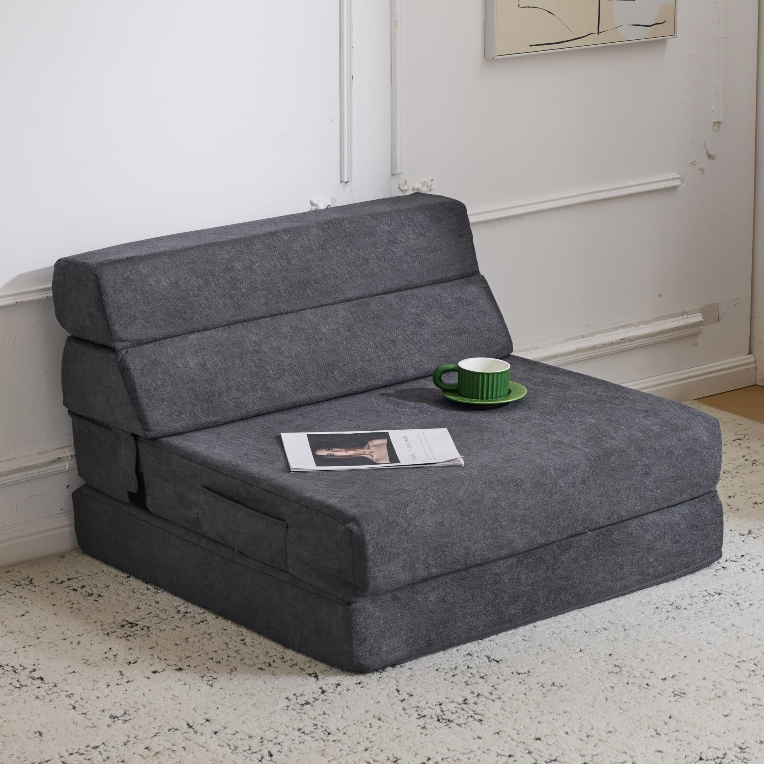 Folding Sofa Bed Foldable Mattress Luxury Miss Fabric, Folding Sleeper ...