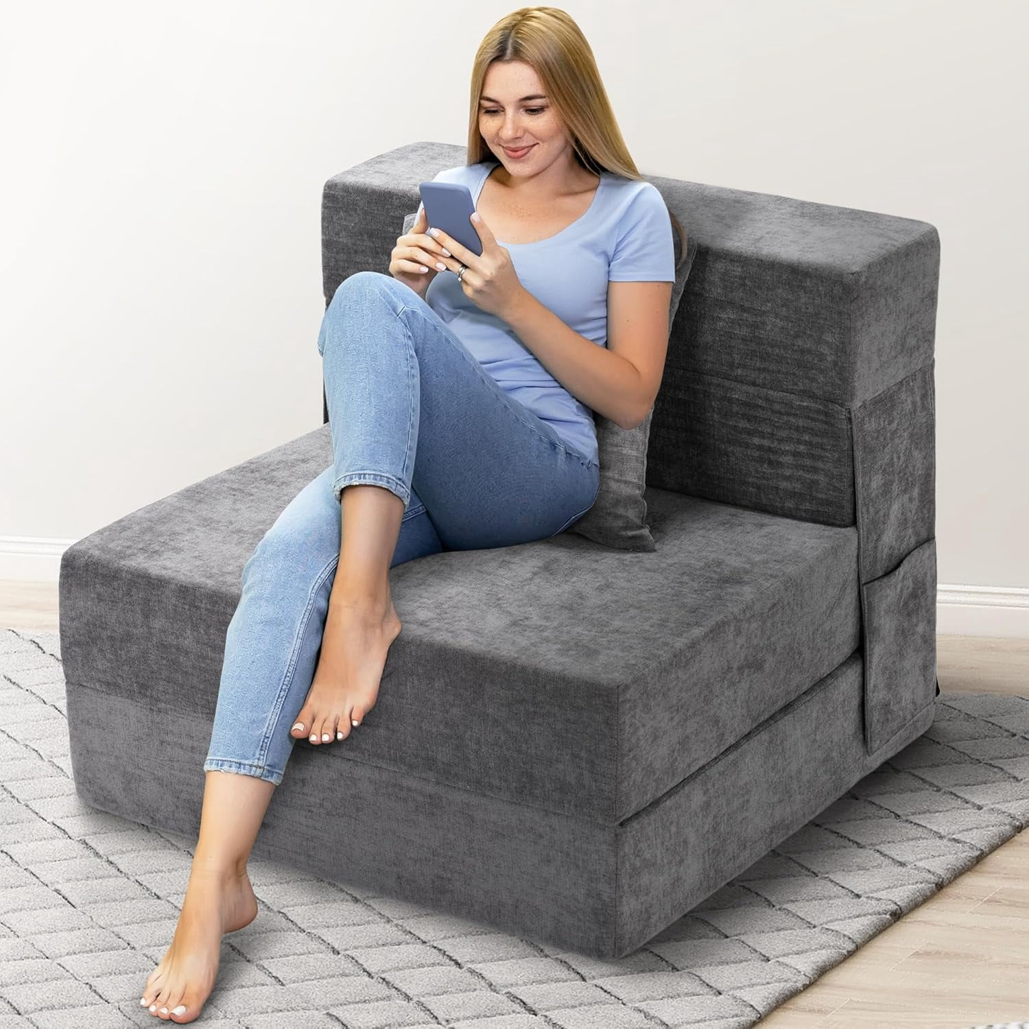 Folding Sofa Bed,Memory Foam ,Convertible Sofa Bed Futon Sleeper Chair ...