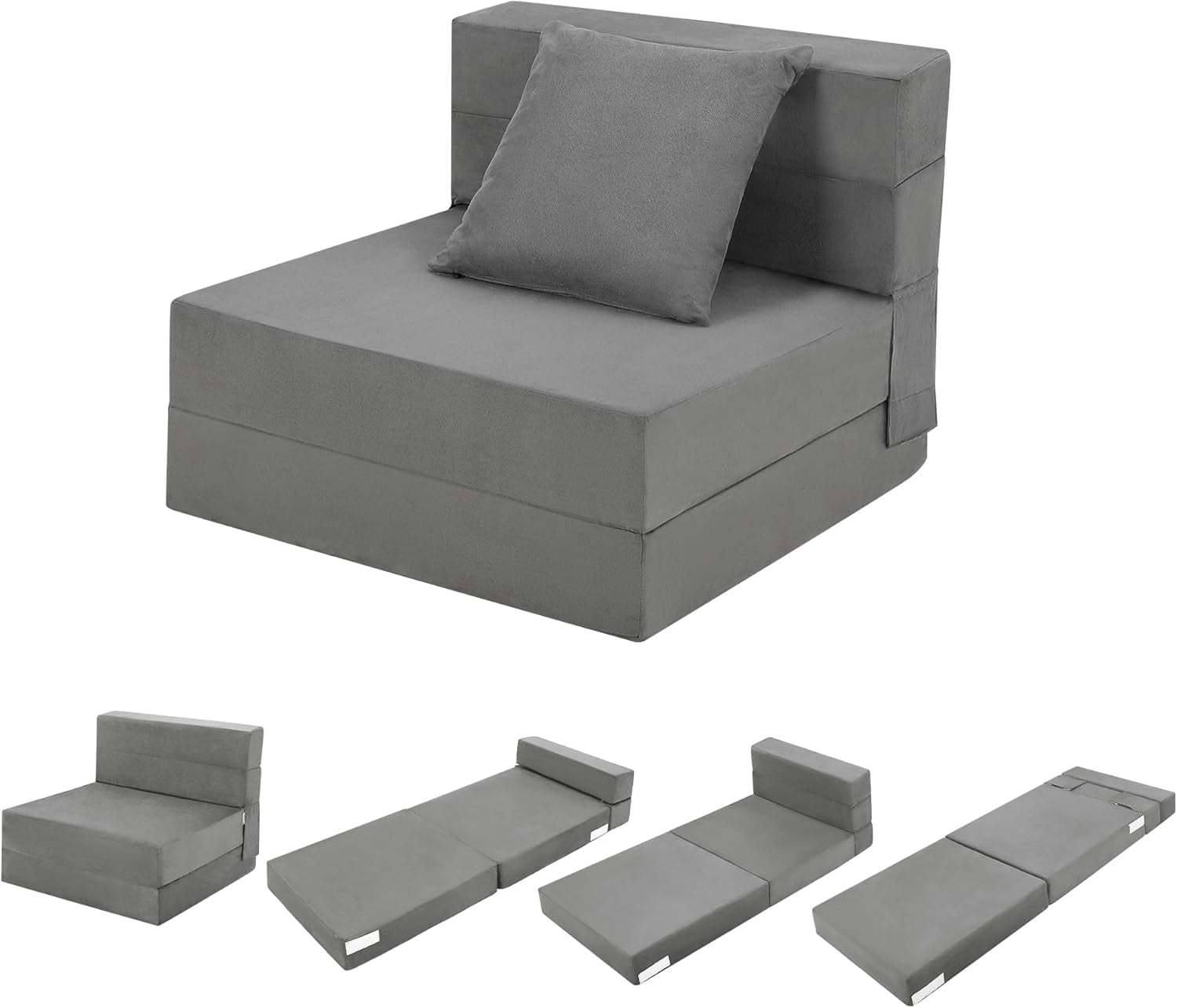Folding Sofa Bed with Pillow, Convertible Sleeper Chair, Modern Futon ...