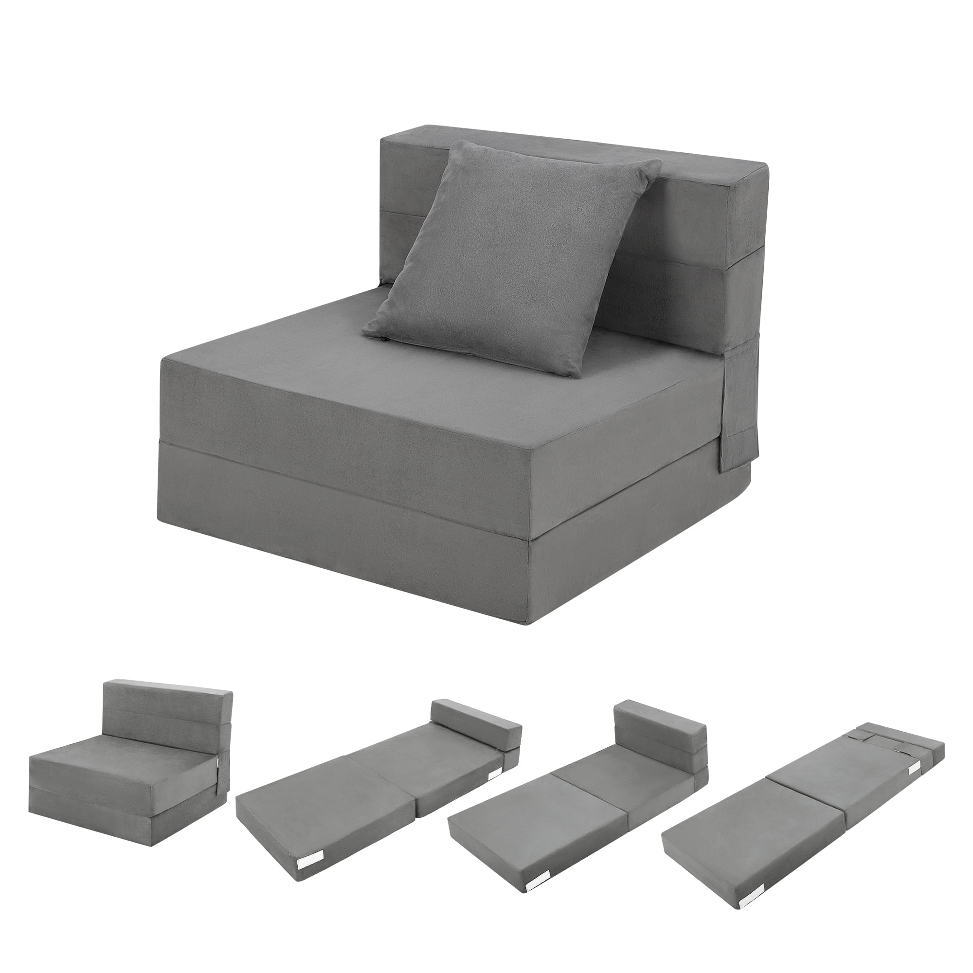 Folding Sofa Bed with Pillow,Convertible Sleeper Chair,Modern Futon ...