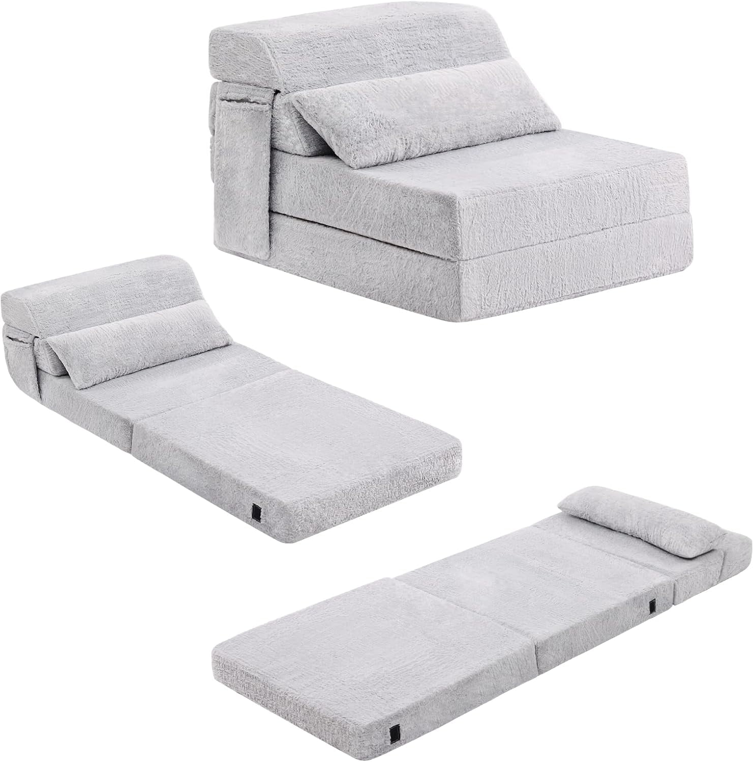 Folding Sofa Bed with Pillow,Floor Futon Mattress&Plush Fabric with ...
