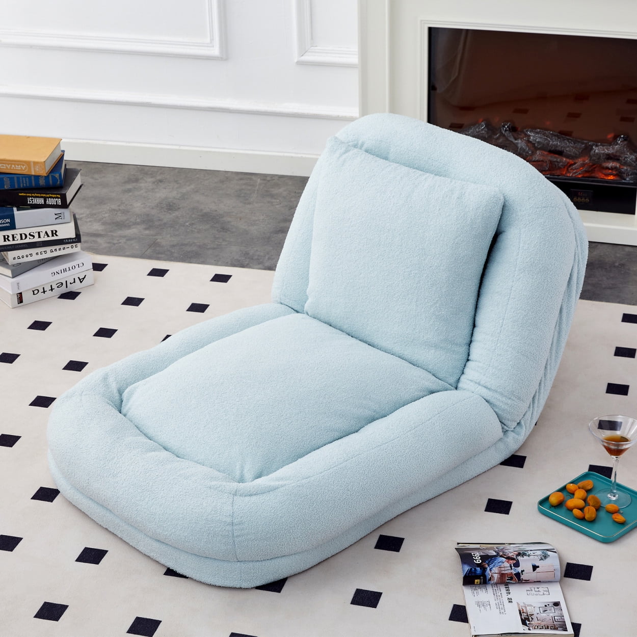 Folding Sofa Chair with 5 Adjustable Positions, Upholstered Human Dog ...